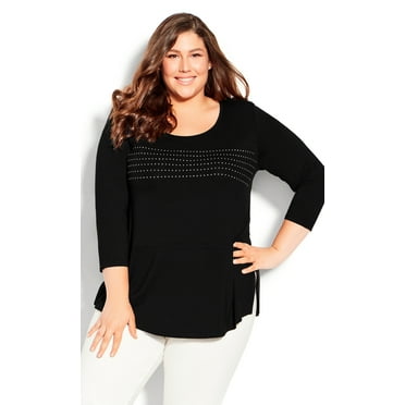 Avenue Womens Plus Size Woven 3/4 Sleeve Blouse Tunic Top - Walmart.com