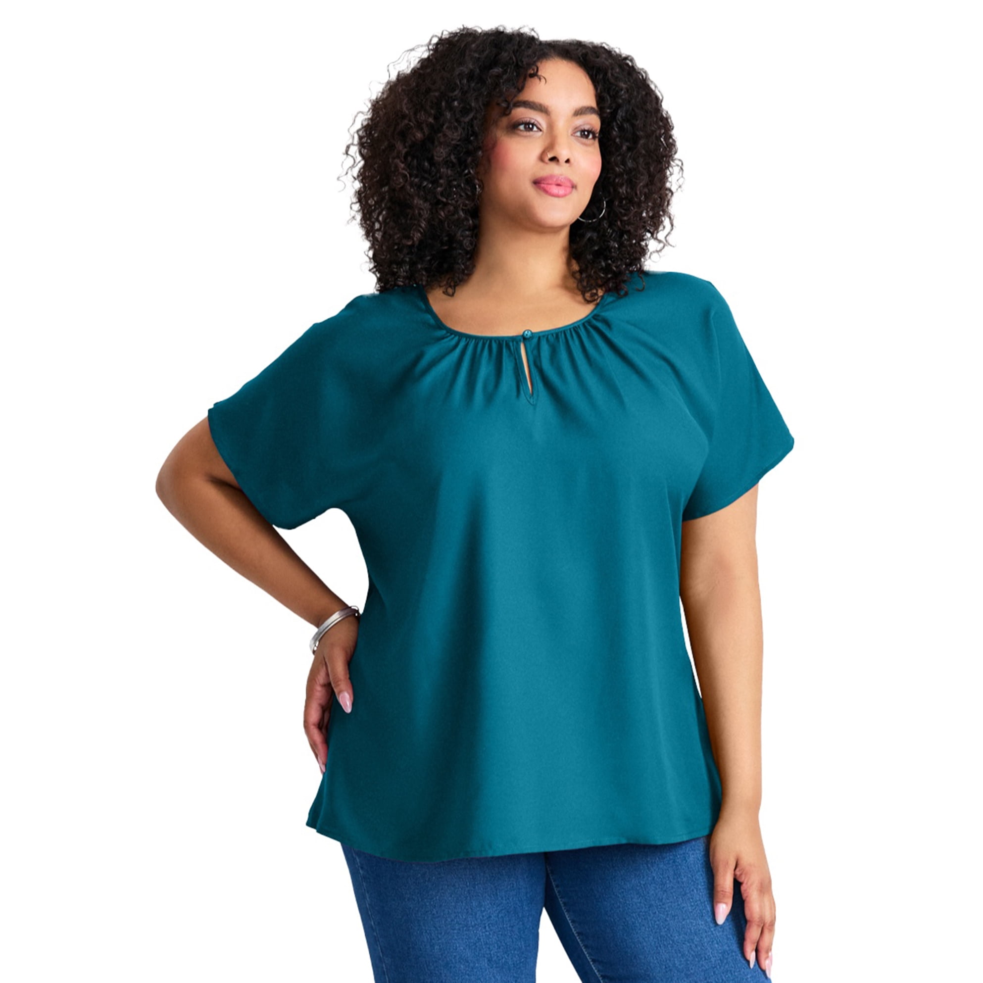 Avenue Women's Plus Size Keyhole Dolman Sleeve Blouse - Walmart.com