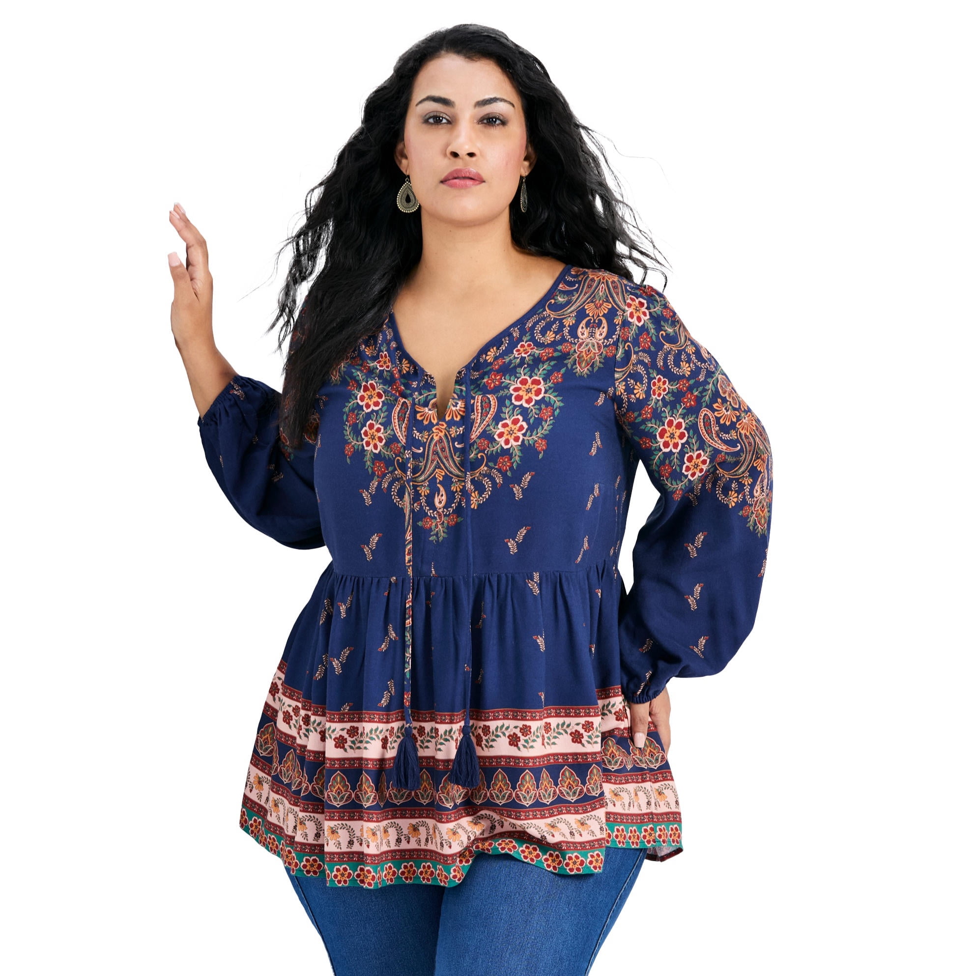 Avenue Women's Plus Size Kiani Boho Print Tunic - Walmart.com