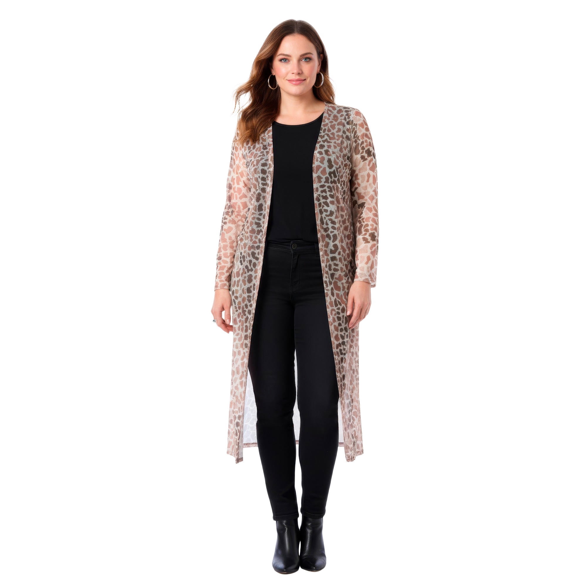 Avenue Women's Plus Size Long Sleeve Mesh Duster - Walmart.com