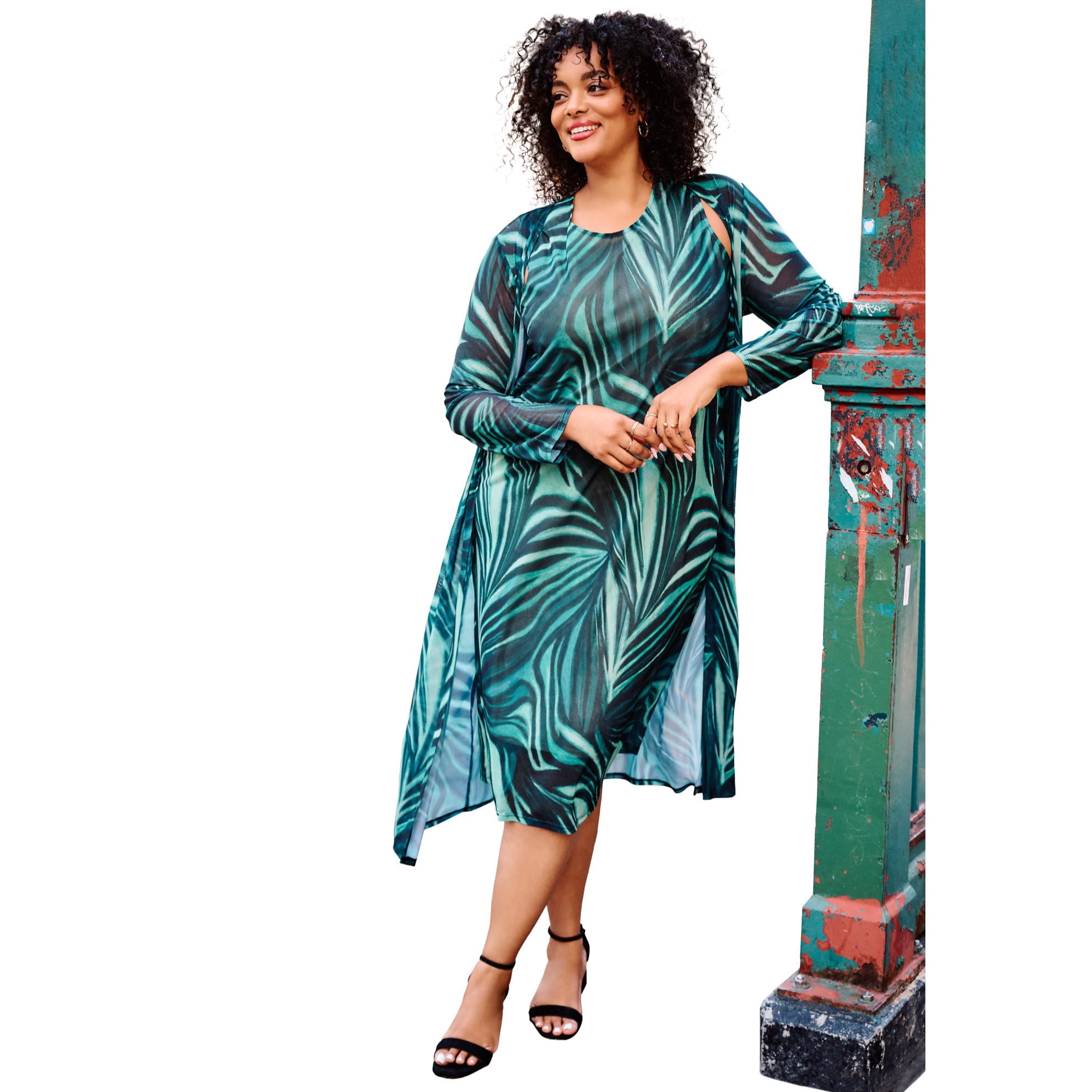 Avenue Women's Plus Size Long Sleeve Mesh Duster - Walmart.com