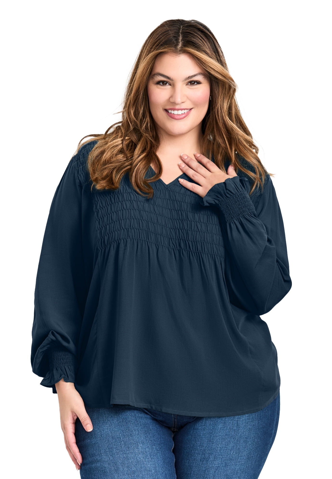 Avenue Women's Plus Size Marcie Shirred Detail Blouse - Walmart.com