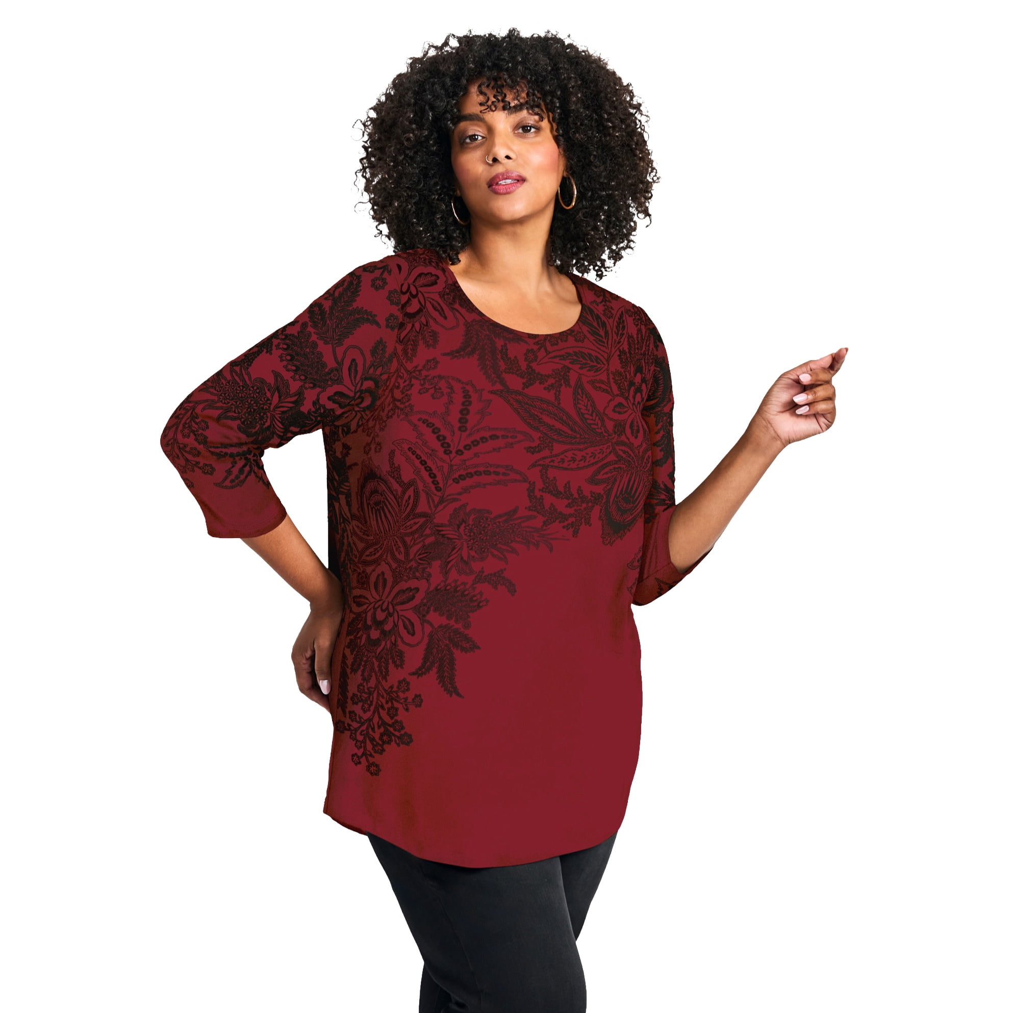 Avenue Women's Plus Size Millie 3/4 Sleeve Top - Walmart.com