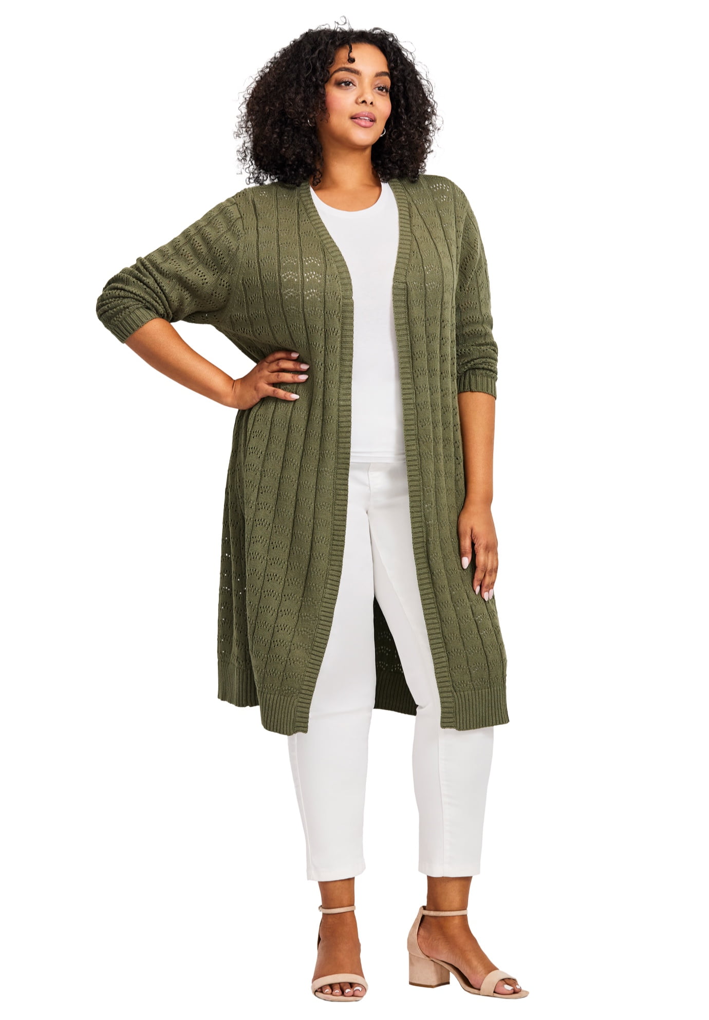 Avenue Women's Plus Size Pointelle Duster Cardigan - Walmart.com
