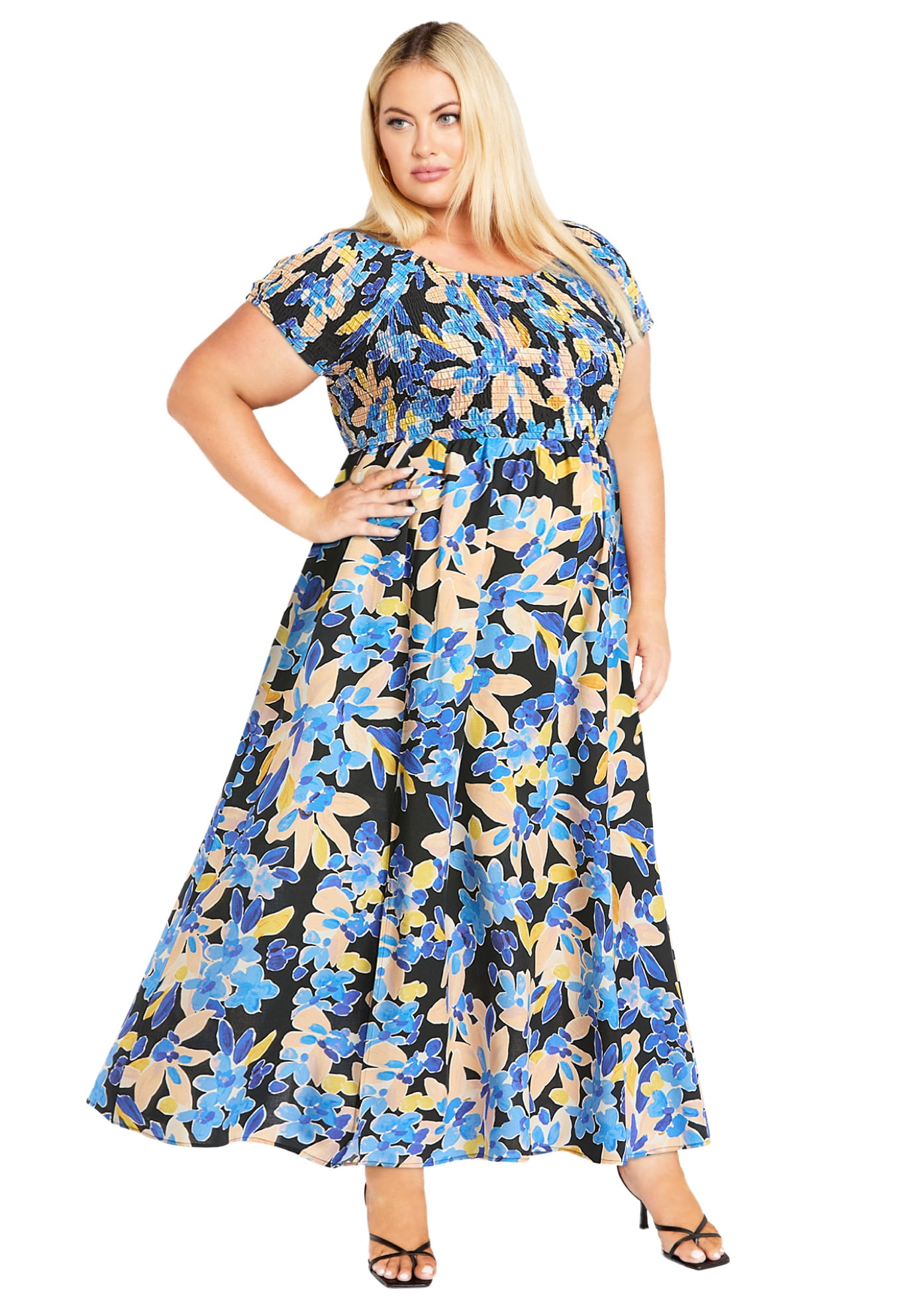 Avenue Women's Plus Size Raelynn Shirred Bodice Dress - Walmart.com
