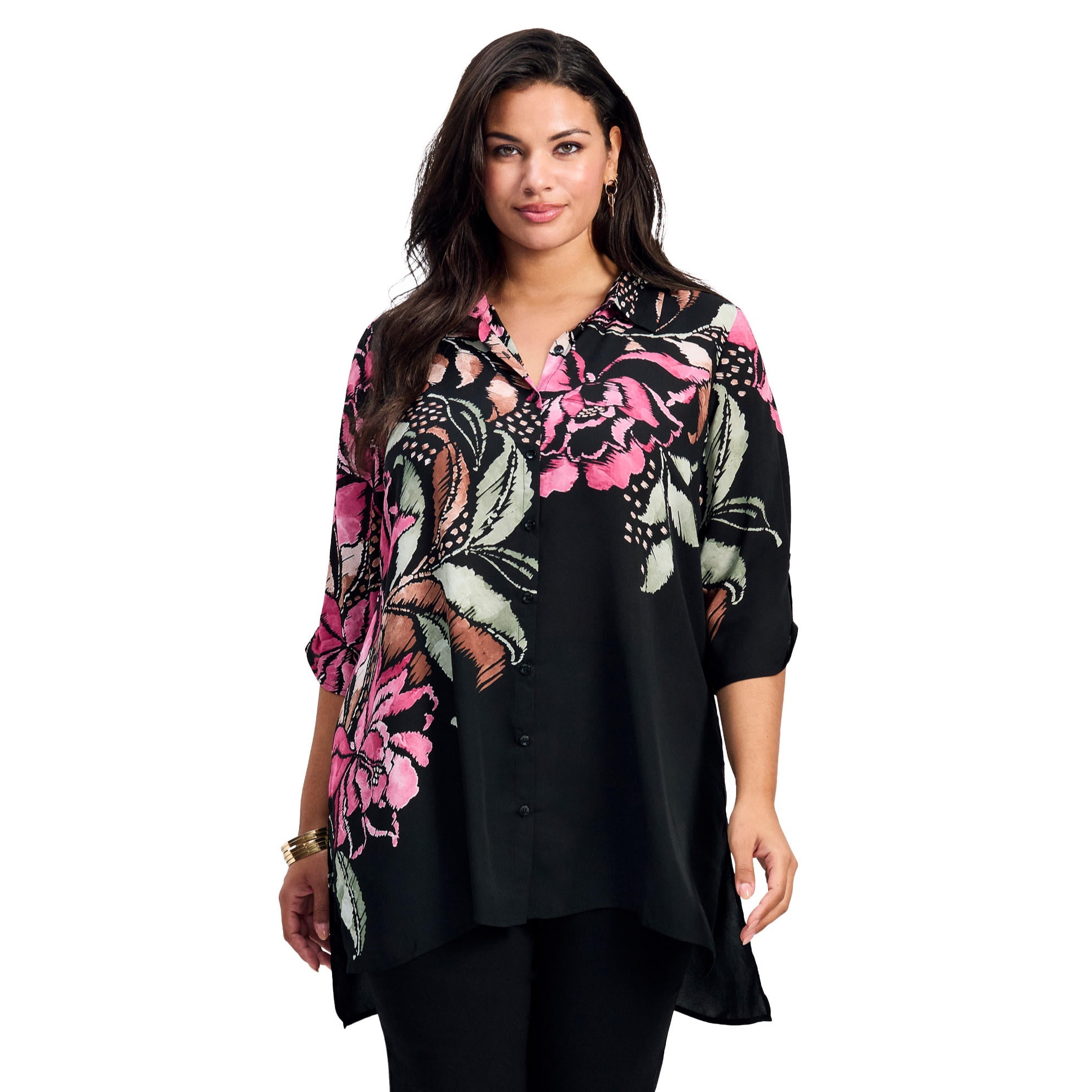 Avenue Women's Plus Size Rita Placement Print Blouse - Walmart.com