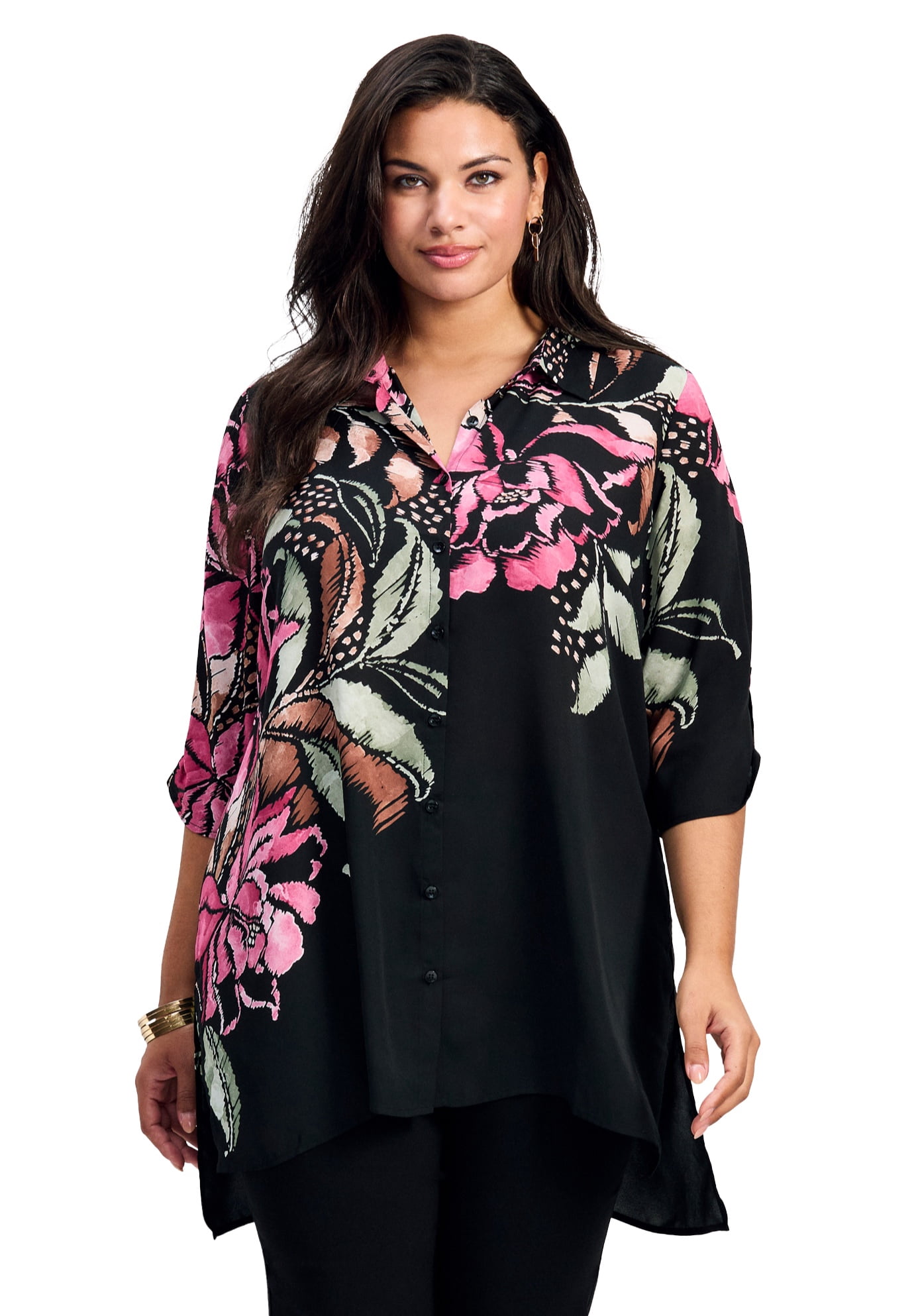 Avenue Women's Plus Size Rita Placement Print Blouse - Walmart.com