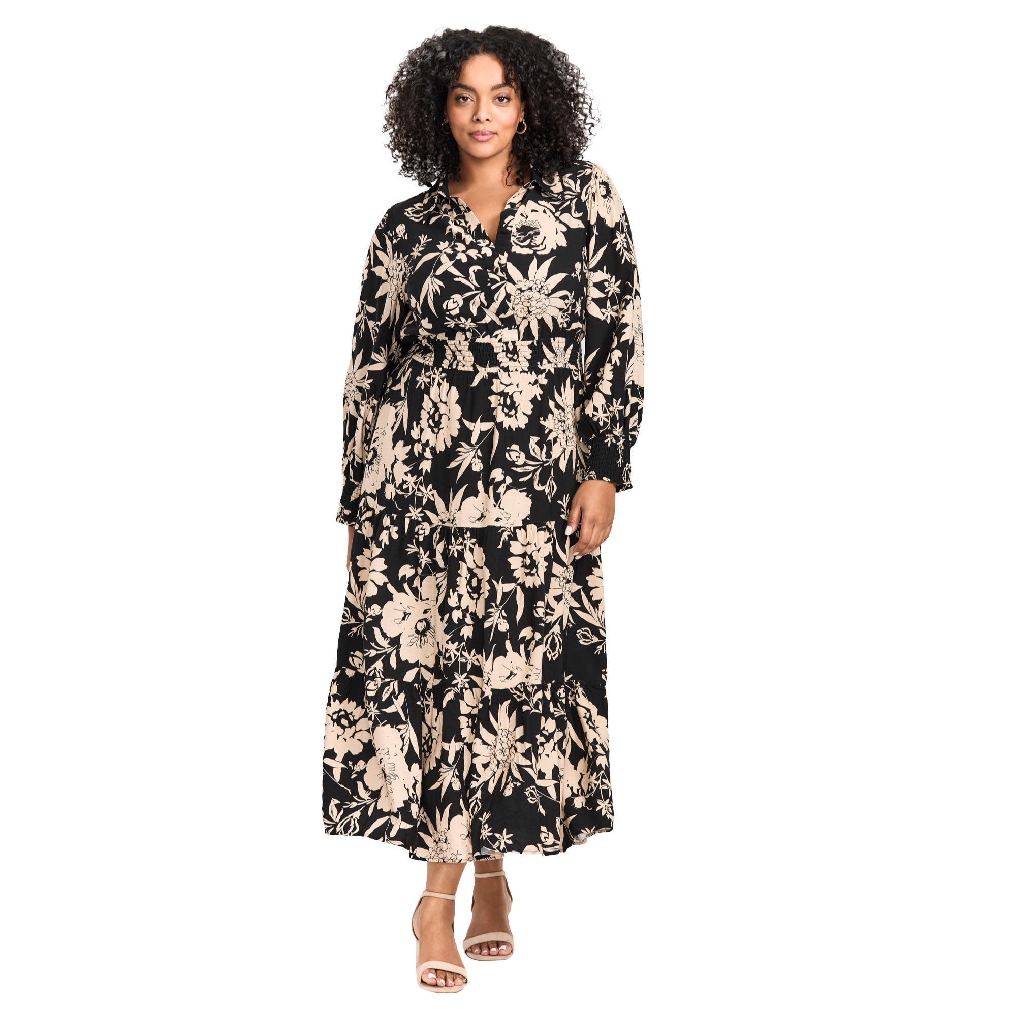 Avenue Women's Plus Size Shiloh Tiered Maxi Dress - Walmart Business ...