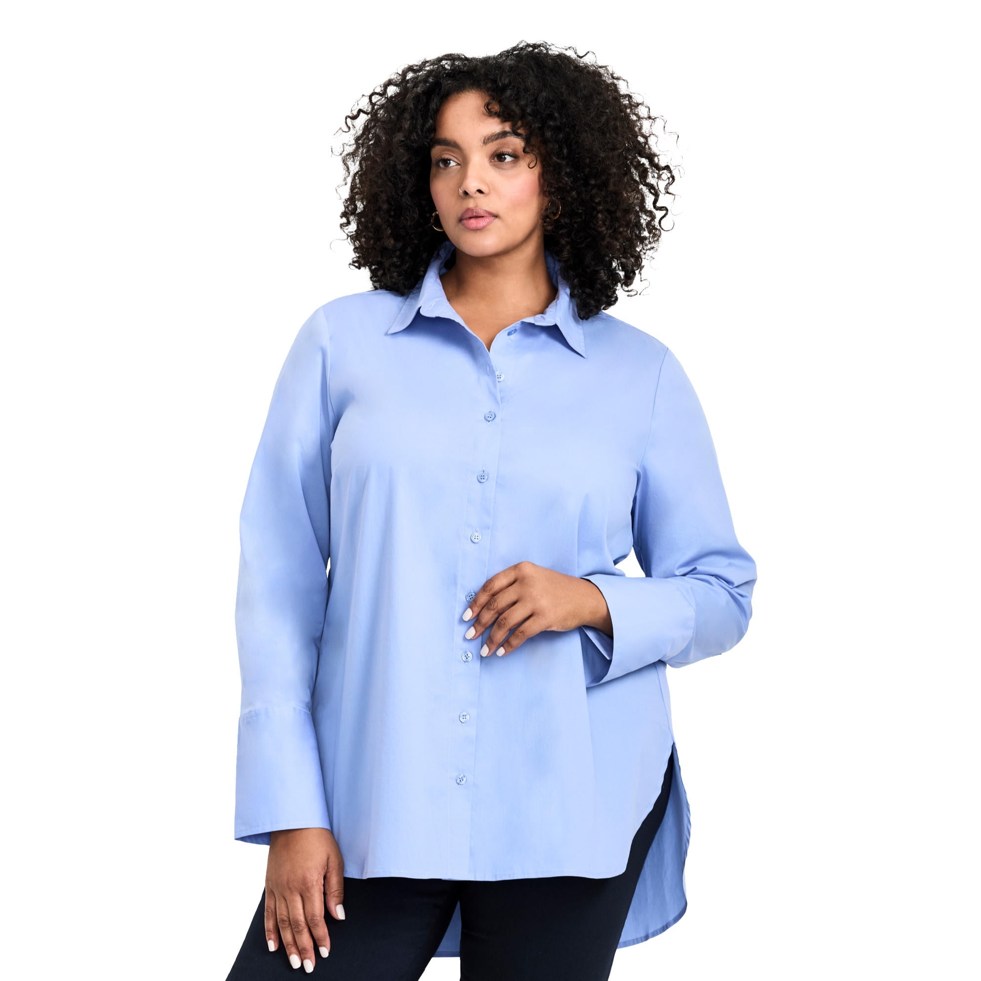 Avenue Women's Plus Size Stella Classic Button Up Shirt - Walmart.com