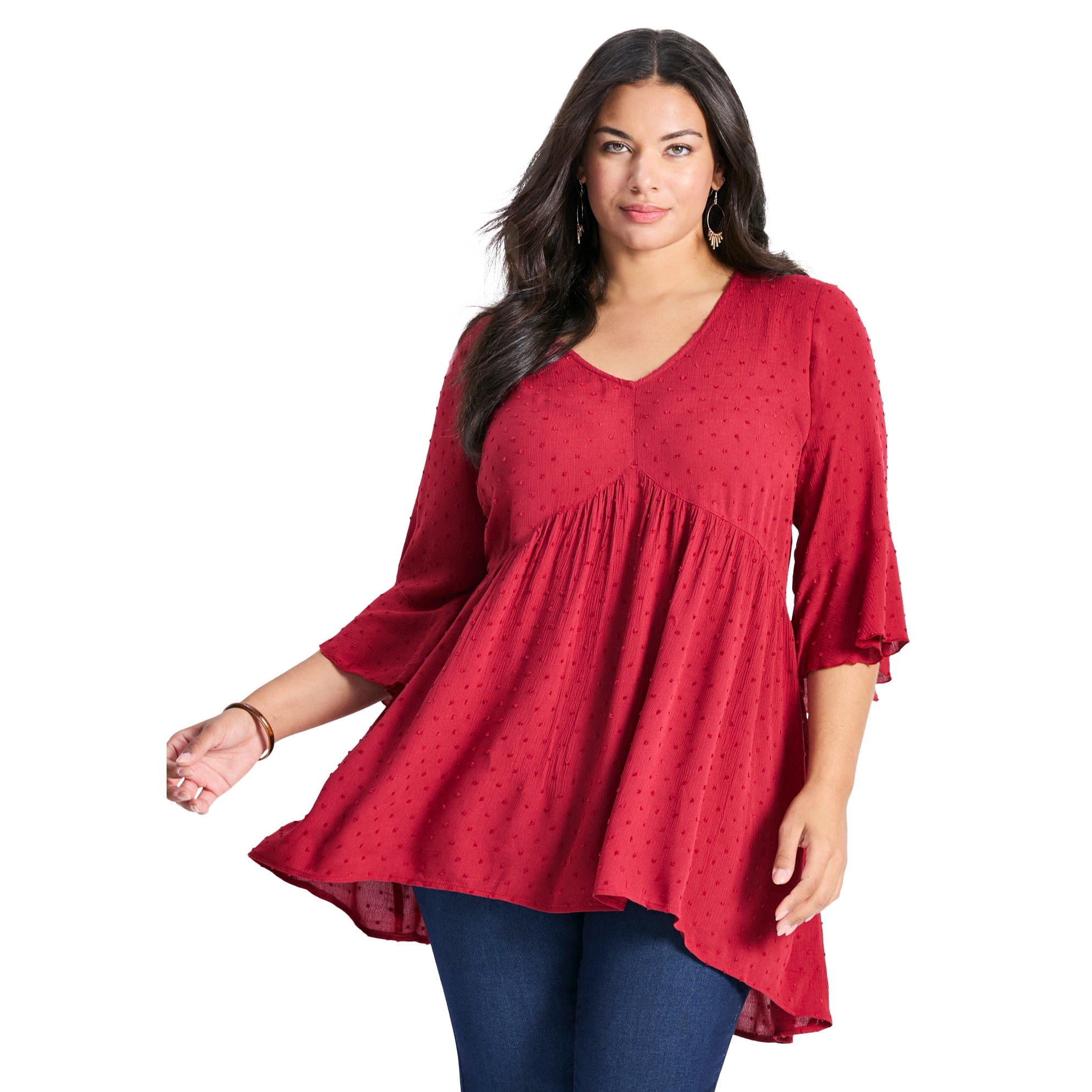 Avenue Women's Plus Size Veronica Dobby Tunic - Walmart.com