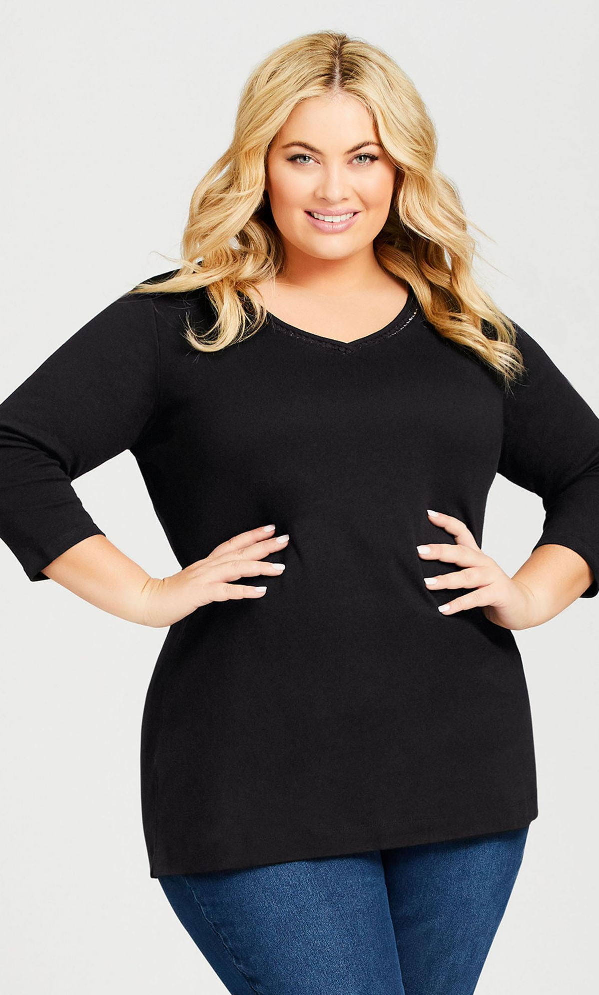 Avenue Women's Plus Size Wessex Essential Longline Tee Top - Walmart.com