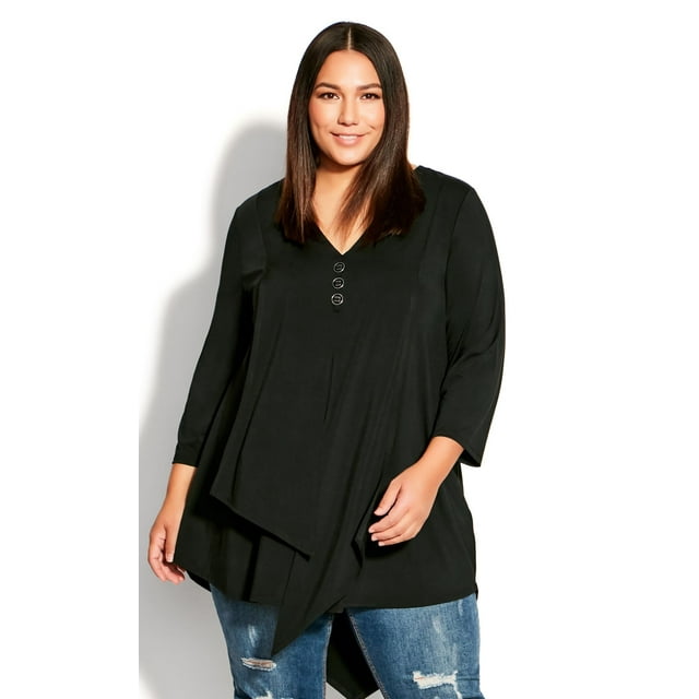 Avenue Womens Plus Size Sadie 3/4 Sleeve Tunic Top - Walmart.com