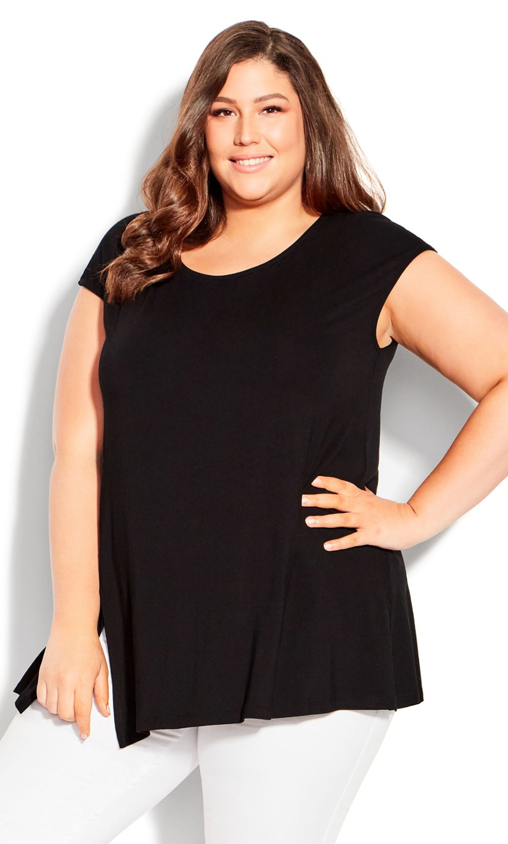 Avenue Womens Plus Size Split Side Plain Top - Walmart.com