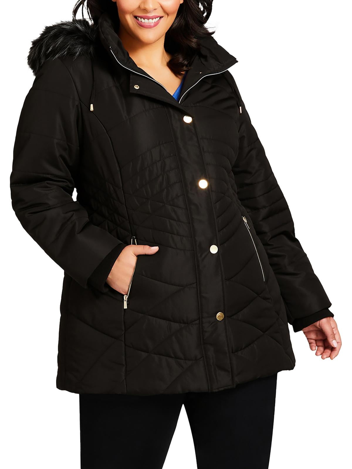 Avenue Womens Plus Wave Quilted Cold Weather Puffer Jacket - Walmart.com