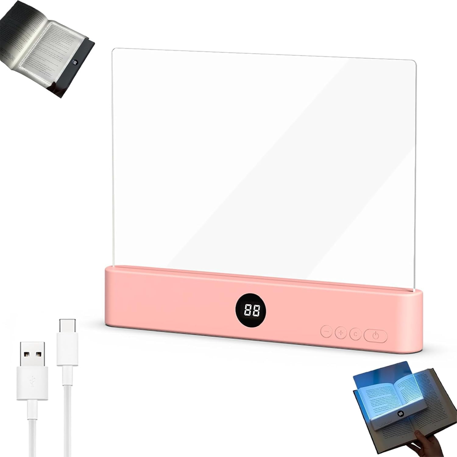 Avera Book Light, Rechargeable Clear LED Flat Reading Light, 3 Warm ...