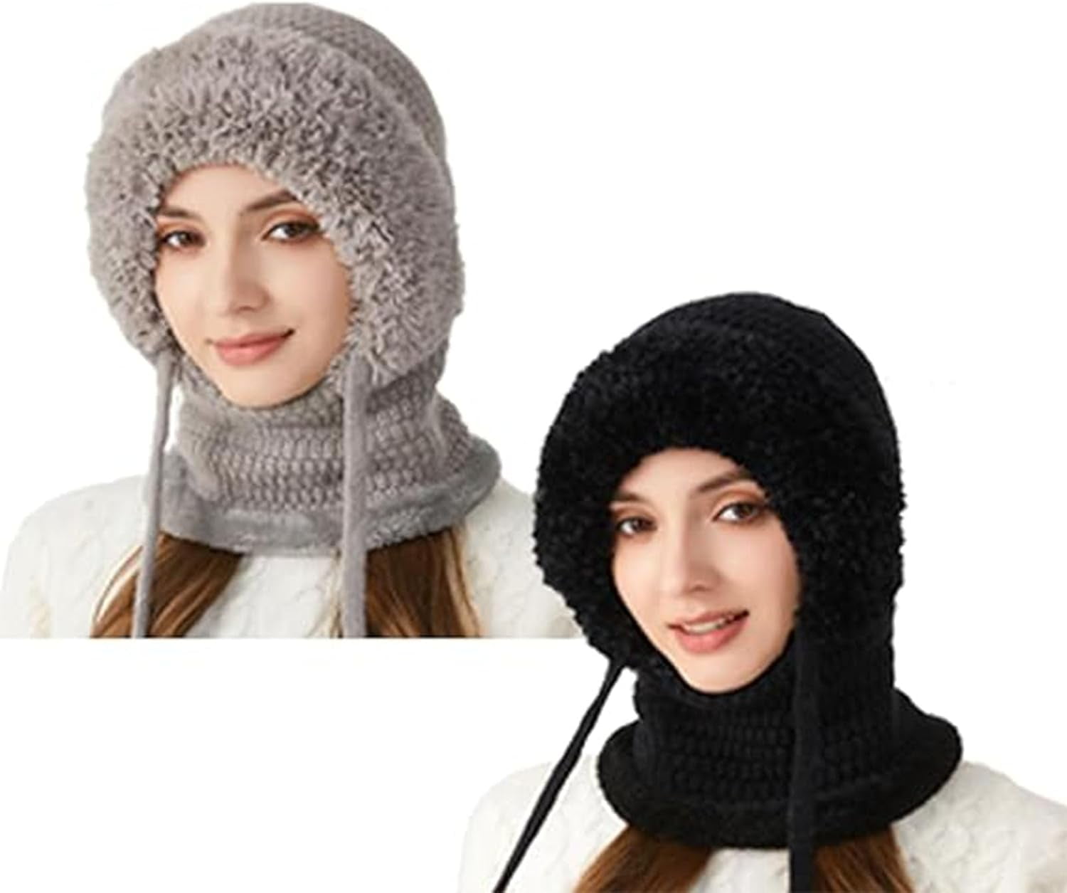 Averageon Women's 3-in-1 Knit Hat, 3-in-1 Knit Hat Set with Hood and ...
