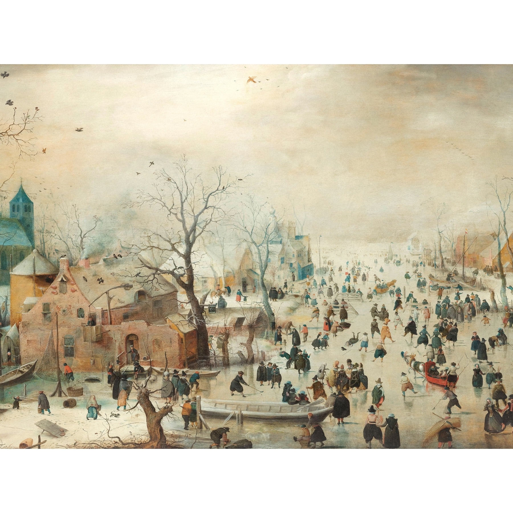 Avercamp Winter Landscape Ice Skaters Painting Extra Large XL Wall Art ...