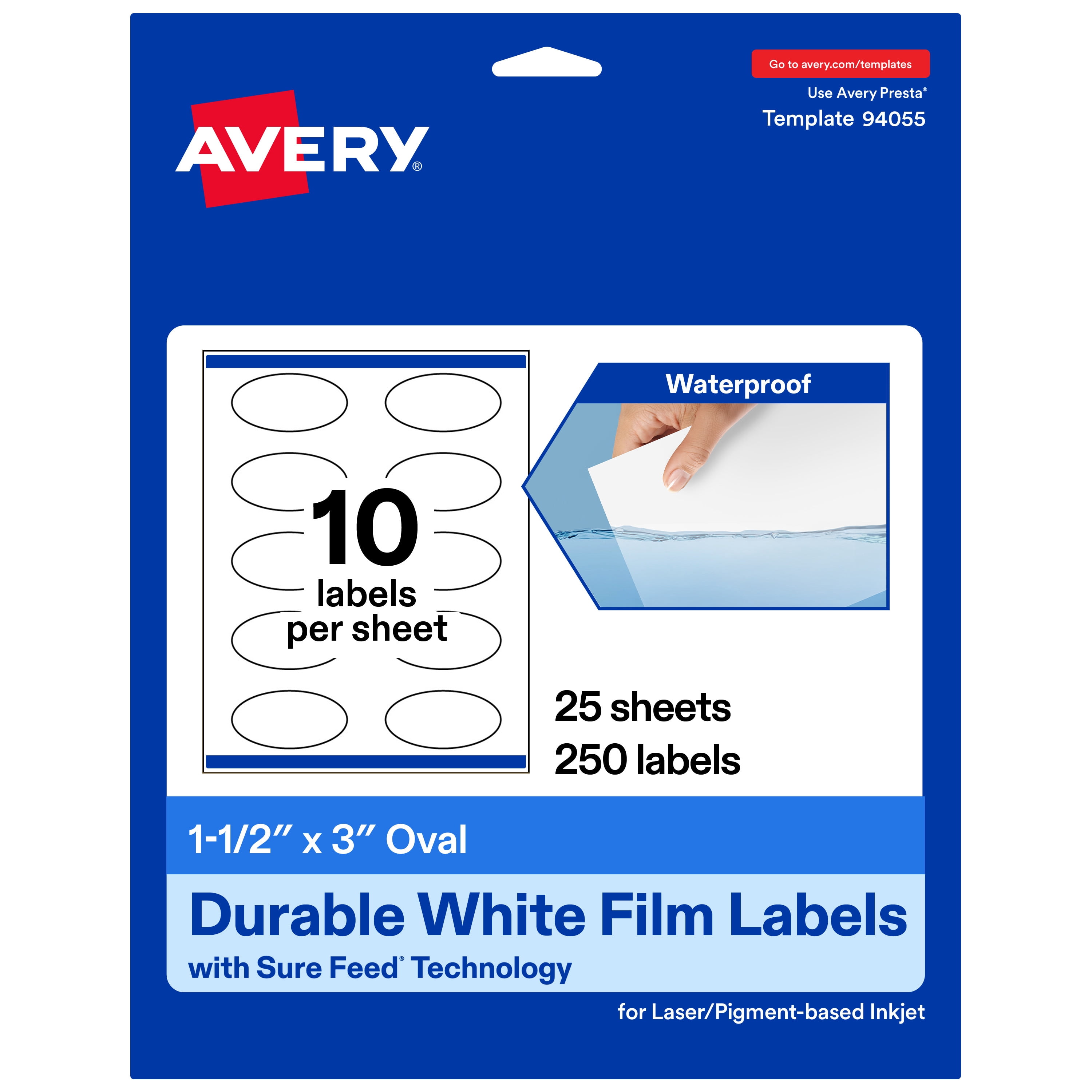 Avery 1-1/2" x 3" Waterproof Oval Labels, 250 Labels - Walmart.com