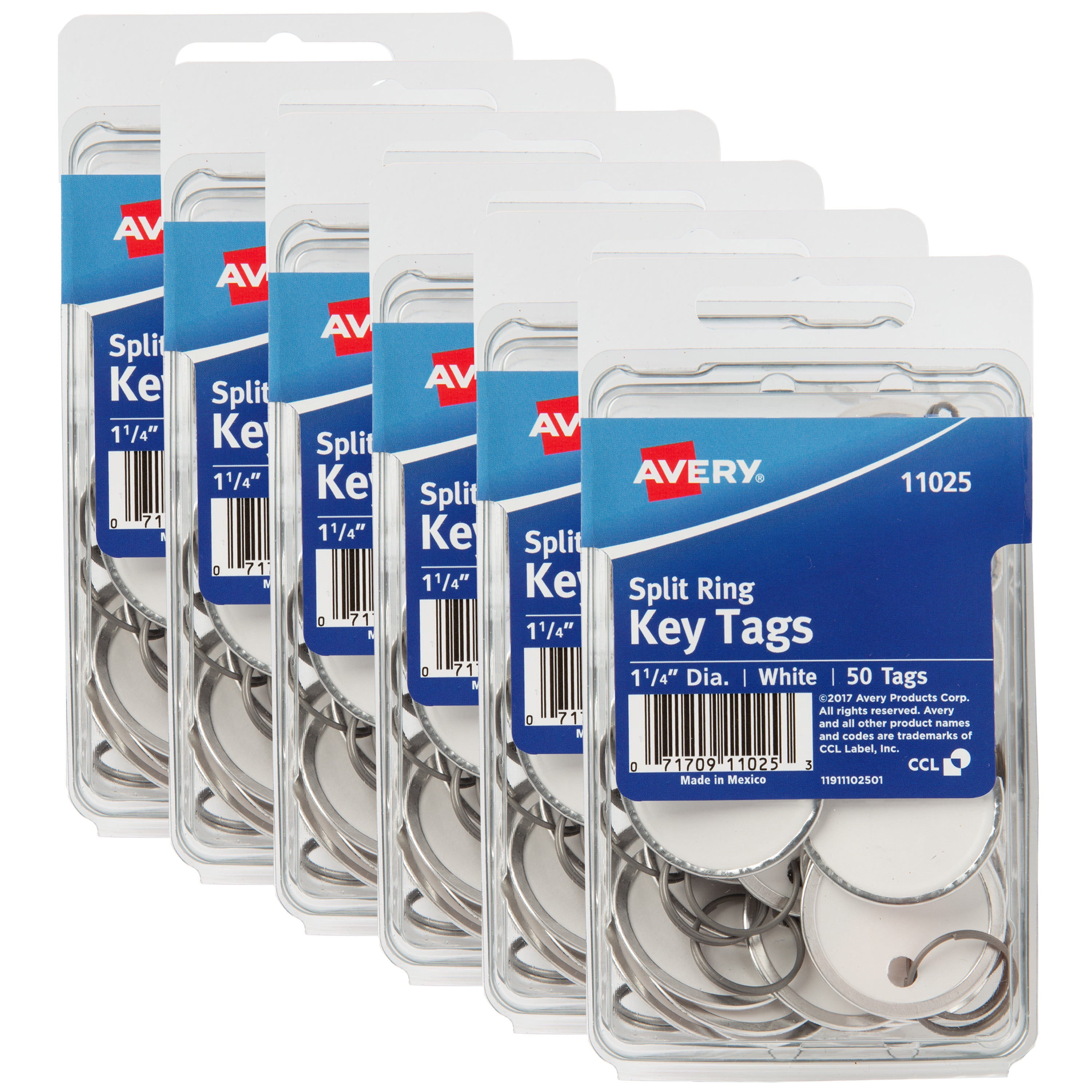 Avery 1-1/4" Key Tags 6-Pack, Split Ring, White, 300 Tags (13128 ...