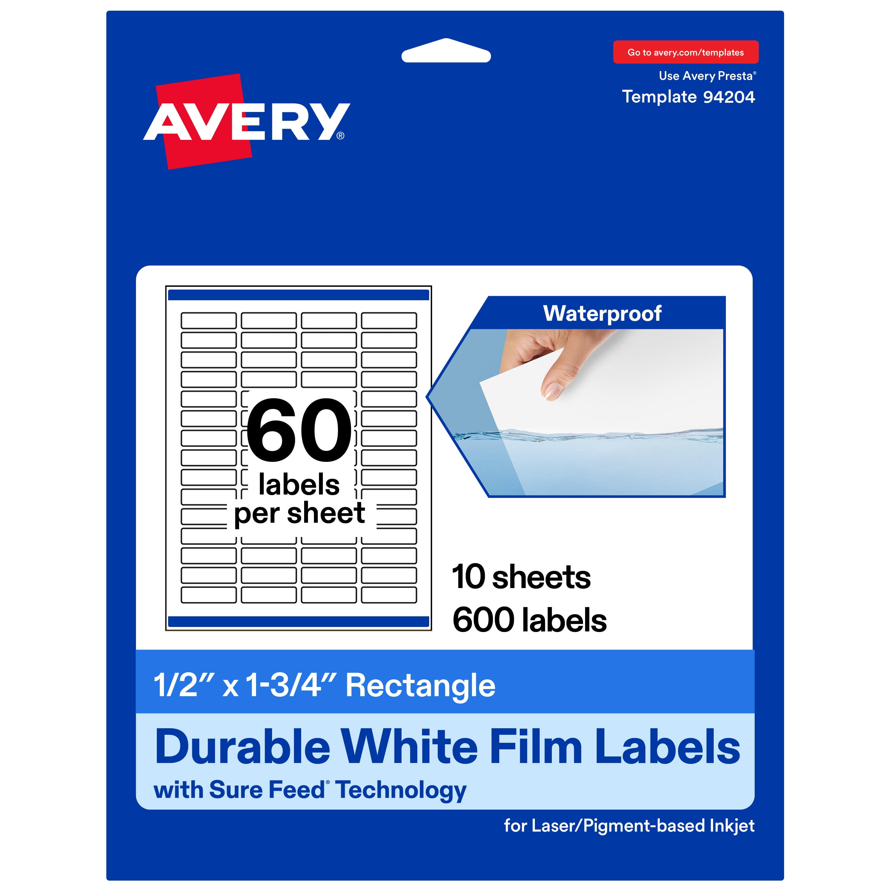 Avery 1/2" x 1-3/4" Waterproof Rectangle Labels, 600 Labels - Walmart.com