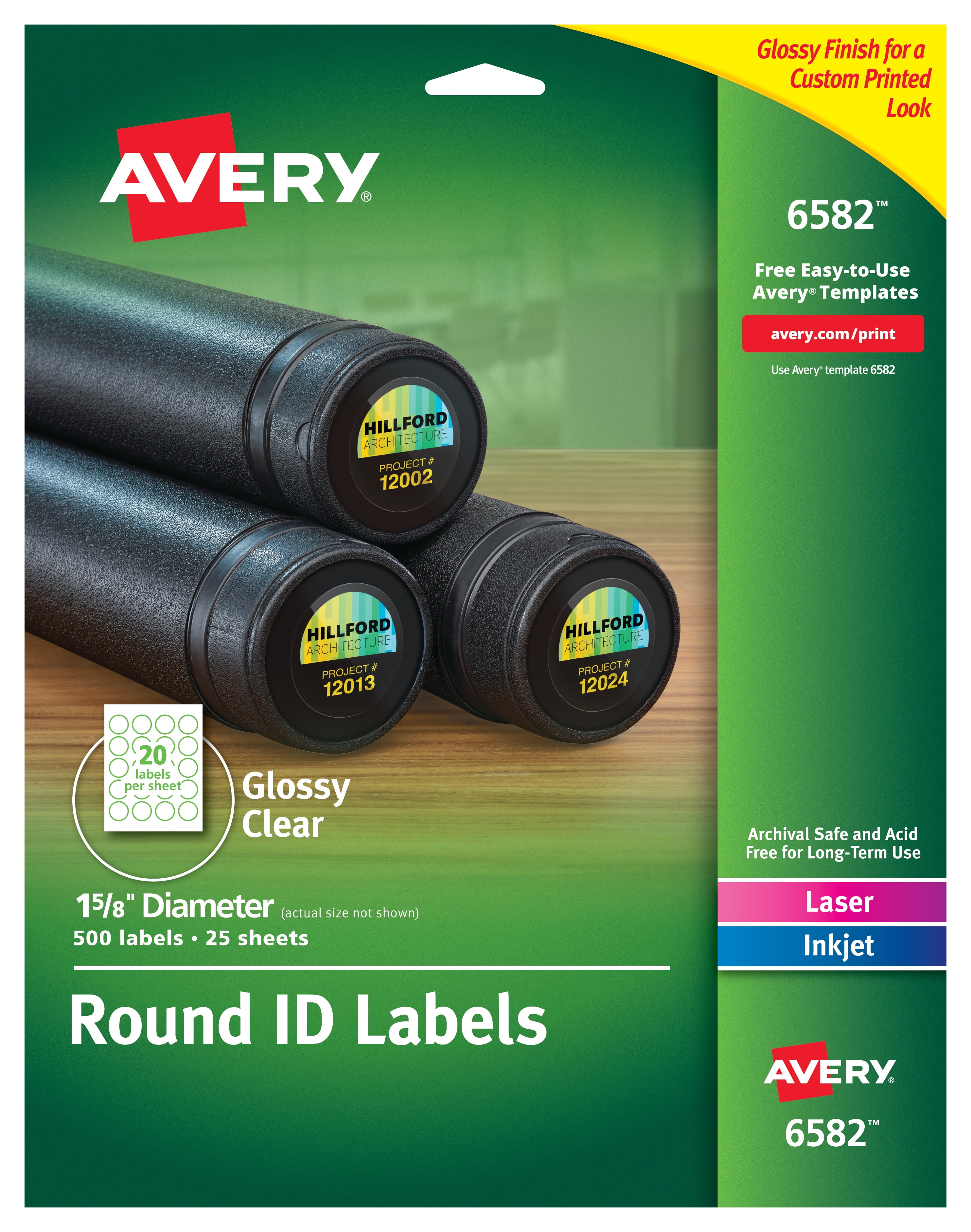 Avery 1-5/8" Round ID Labels, Glossy Clear, 500 Labels (6582) - Walmart.com