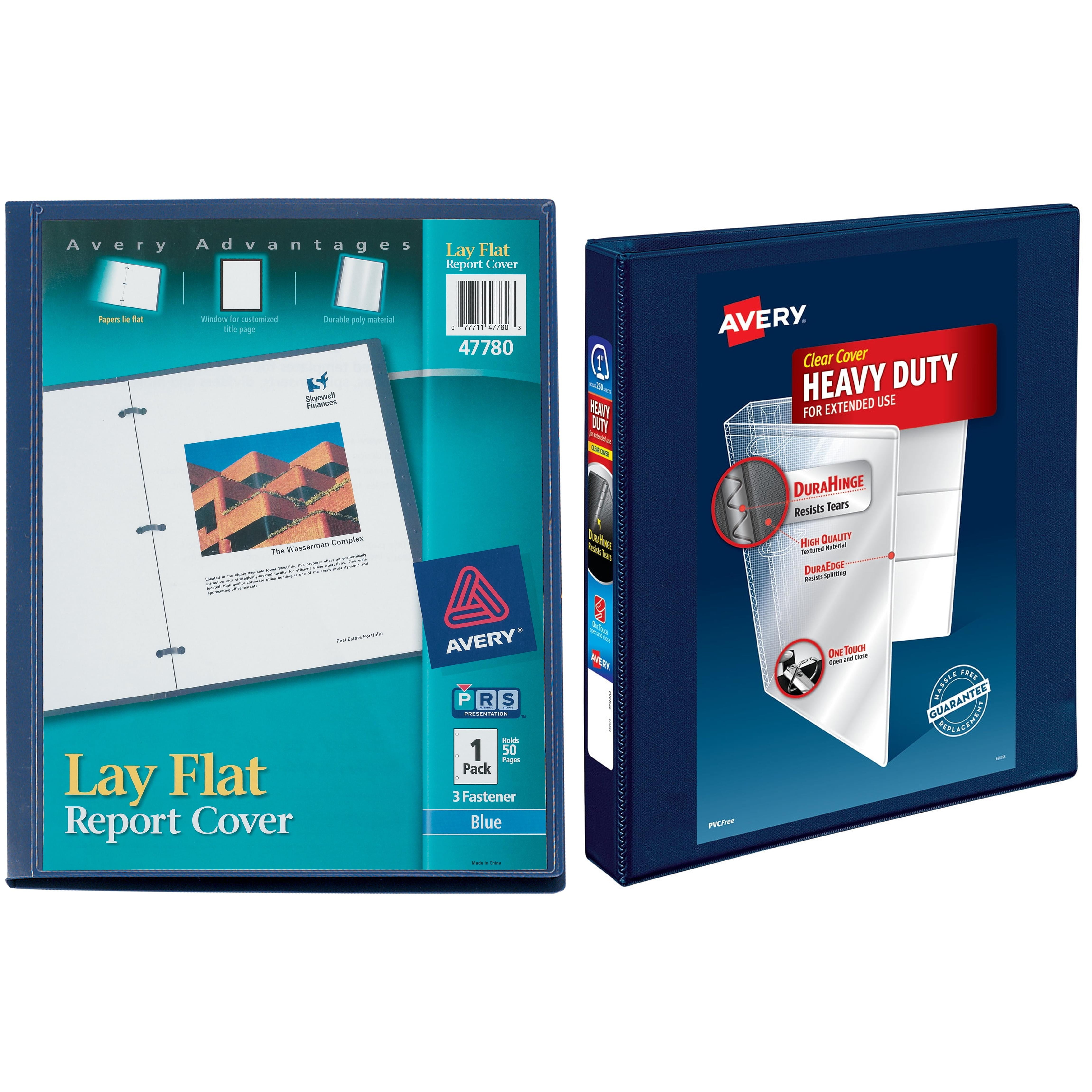 Avery 1" Heavy Duty View Binder with EZD Ring, Navy Blue and Avery Lay ...