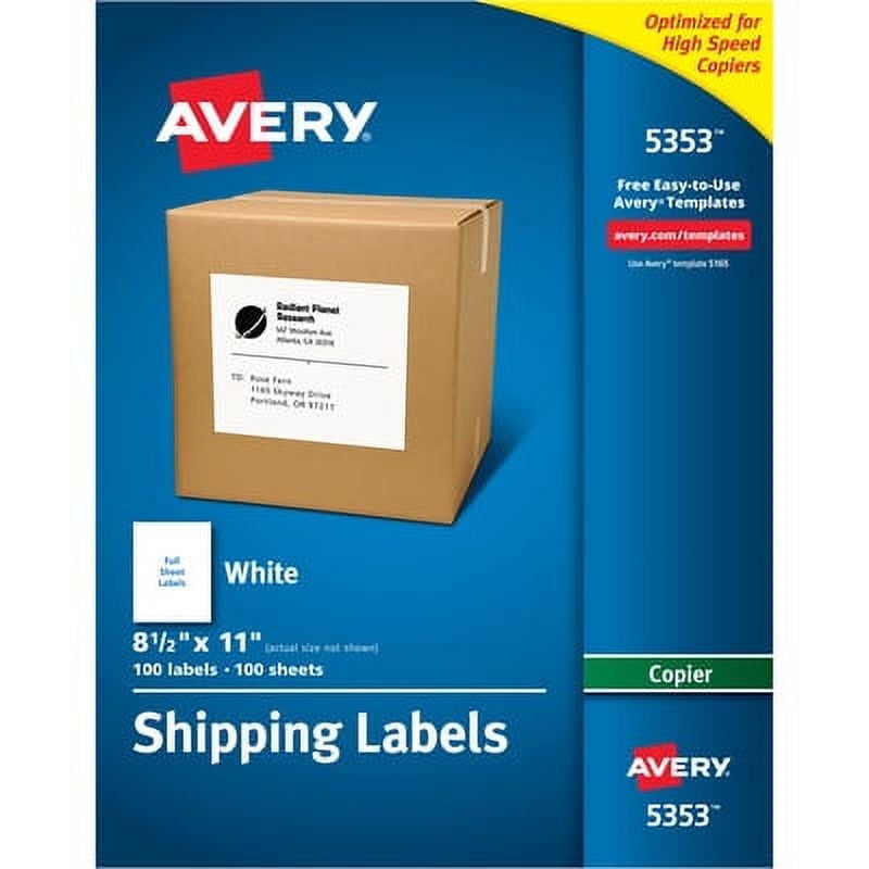 Avery-1PK Copier Mailing Labels, Copiers, 8.5 X 11, White, 100/Box ...