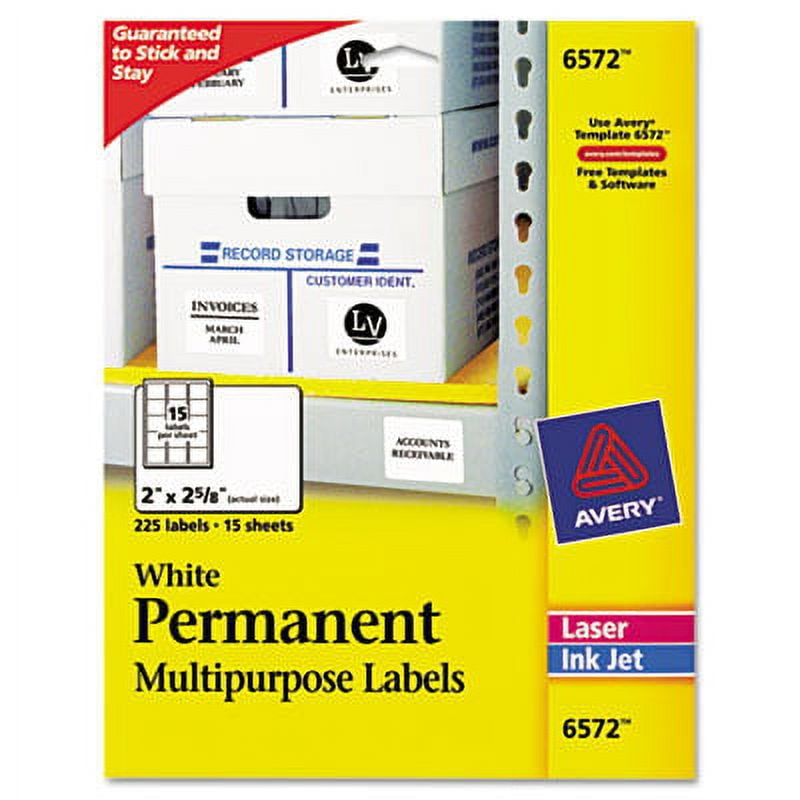 Avery-1PK Permanent ID Labels w/ Sure Feed Technology, Inkjet/Laser ...