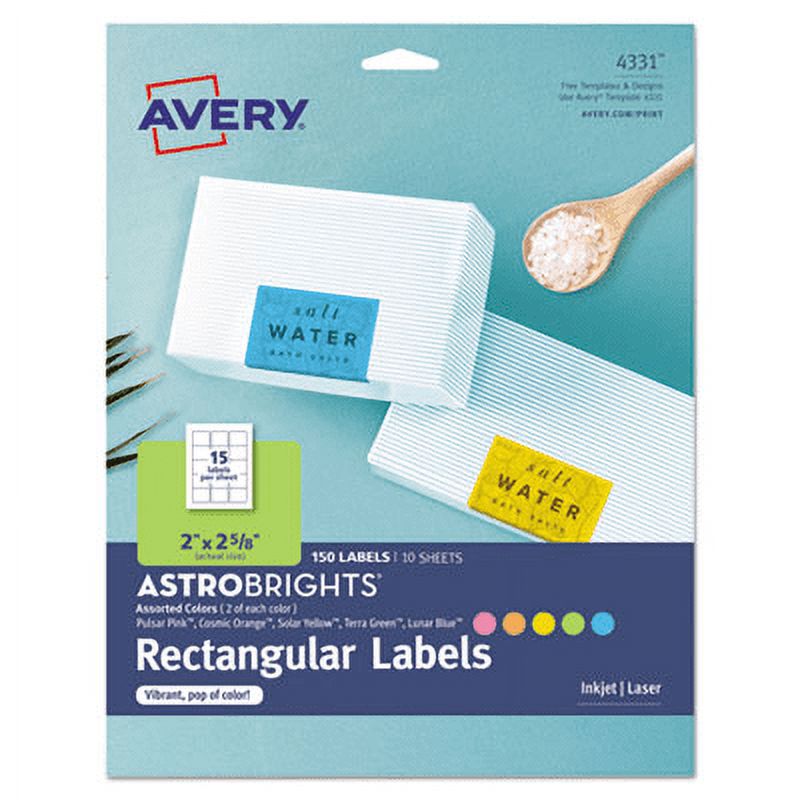 Avery-1PK Printable Color Labels With Sure Feed And Easy Peel, 2 X 2.63 ...