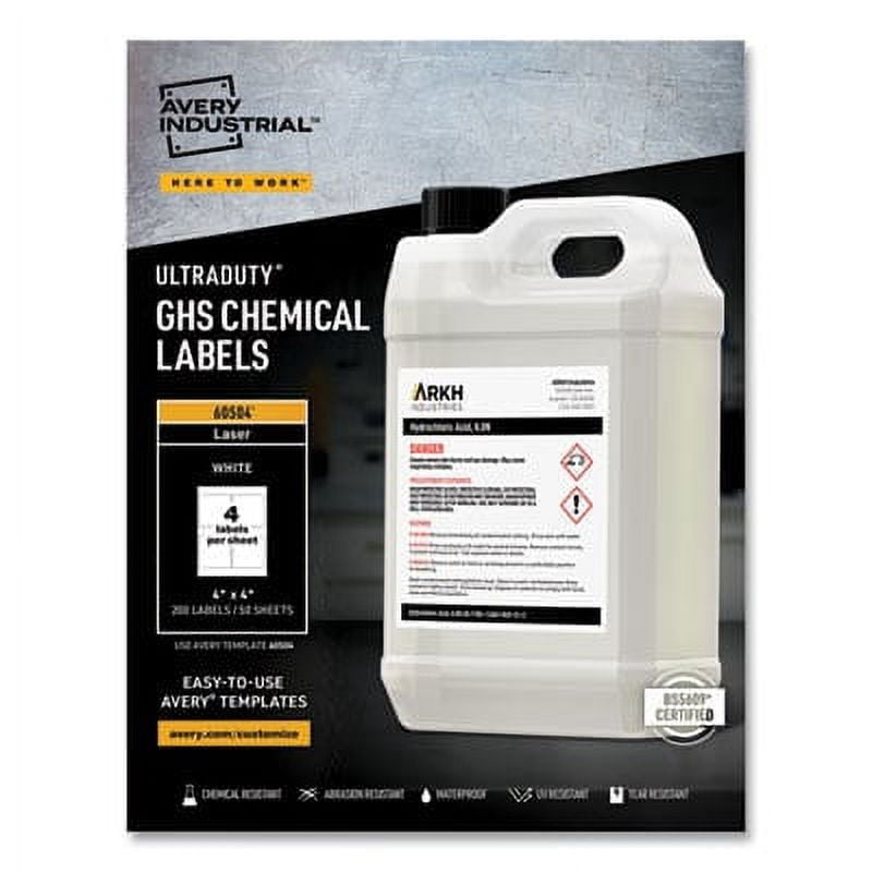 Avery-1PK UltraDuty GHS Chemical Waterproof and UV Resistant Labels, 4 ...