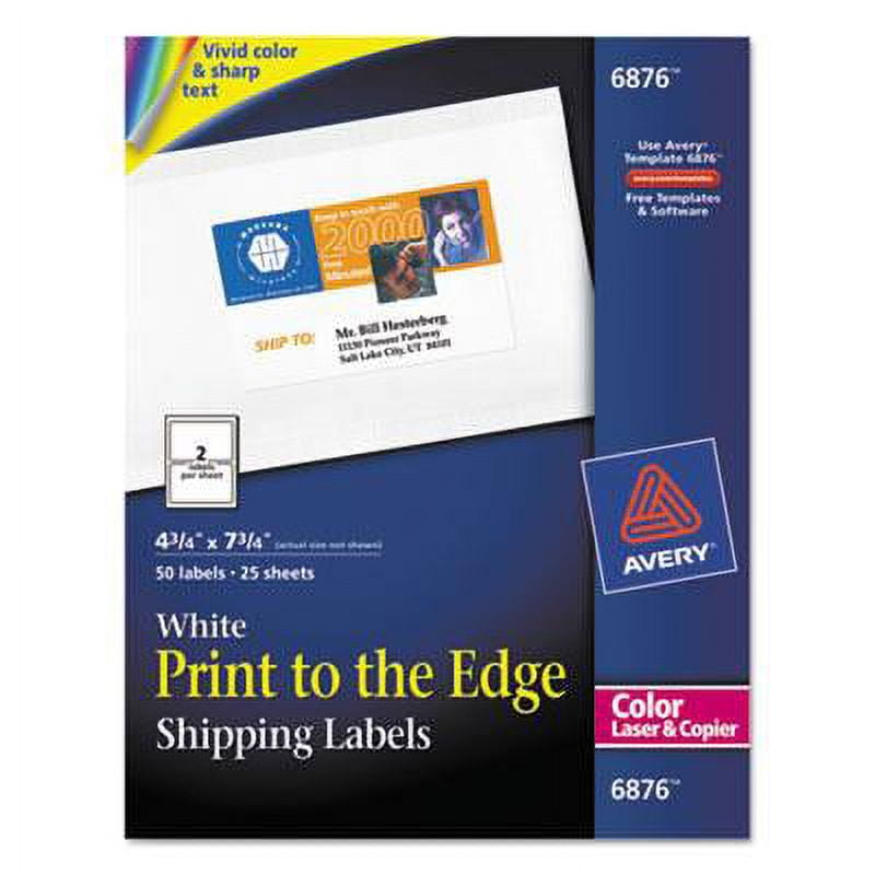 Avery-1PK Vibrant Laser Color-Print Labels W/ Sure Feed, 4 3/4 X 7 3/4 ...