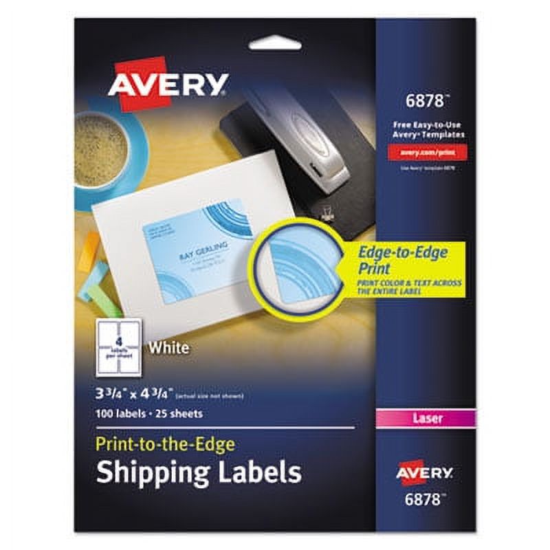 Avery-1PK Vibrant Laser Color-Print Labels w/ Sure Feed, 3 3/4 x 4 3/4 ...