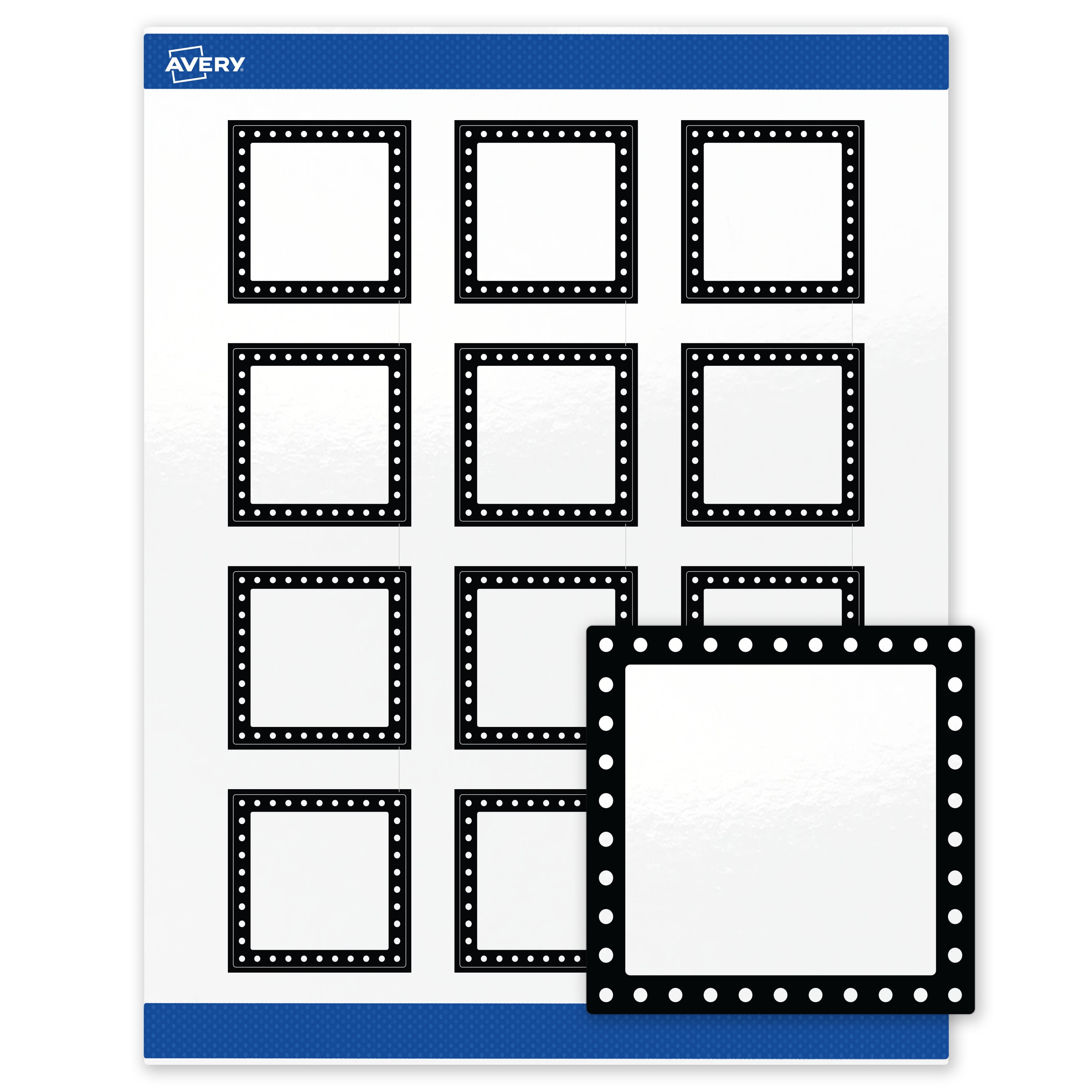 Avery 2" x 2" Labels, Black and White Polka Dots, 120 ct, Glossy, Black ...