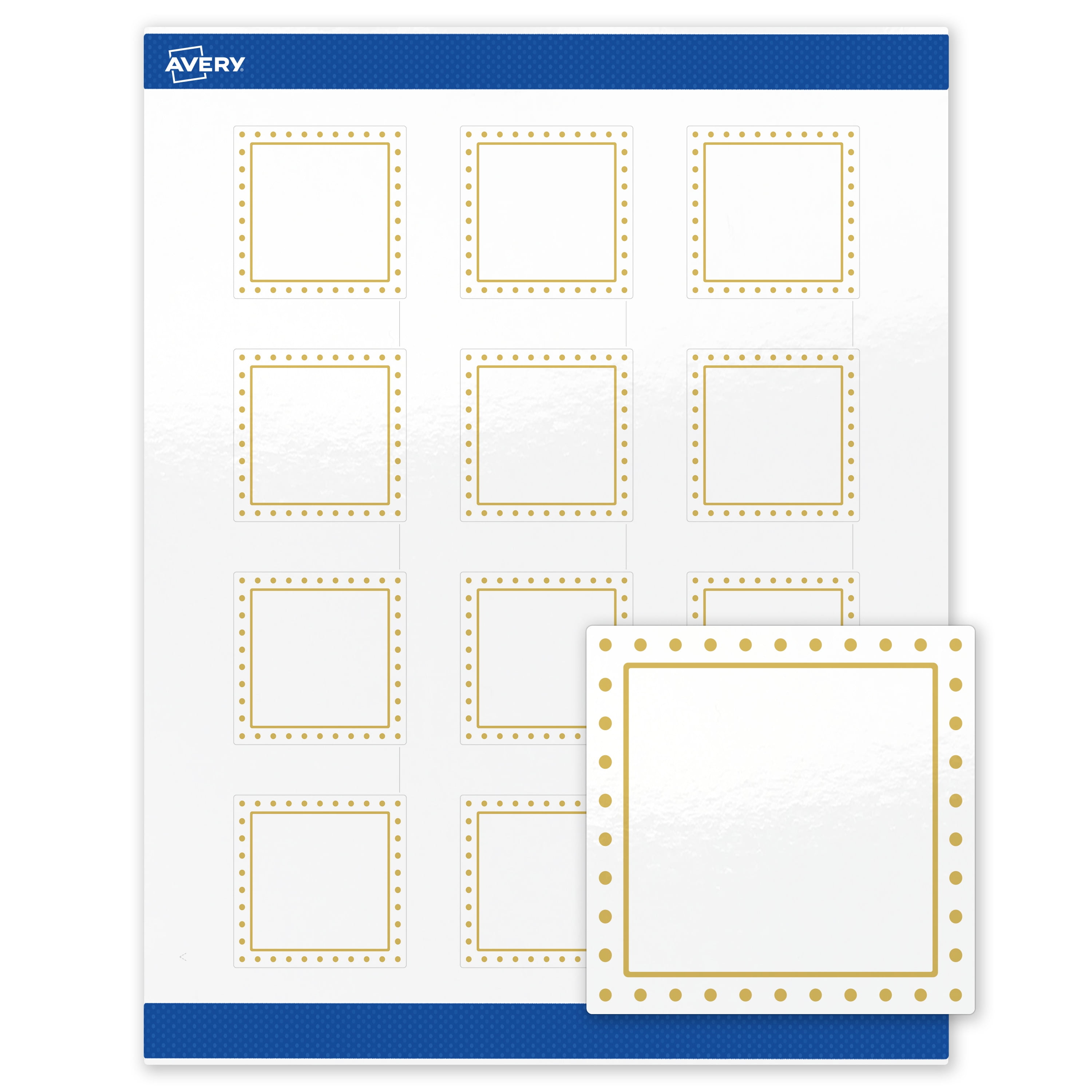 Avery 2" x 2" Labels, Gold Border with Gold Dots, 120 ct, Glossy, Gold ...