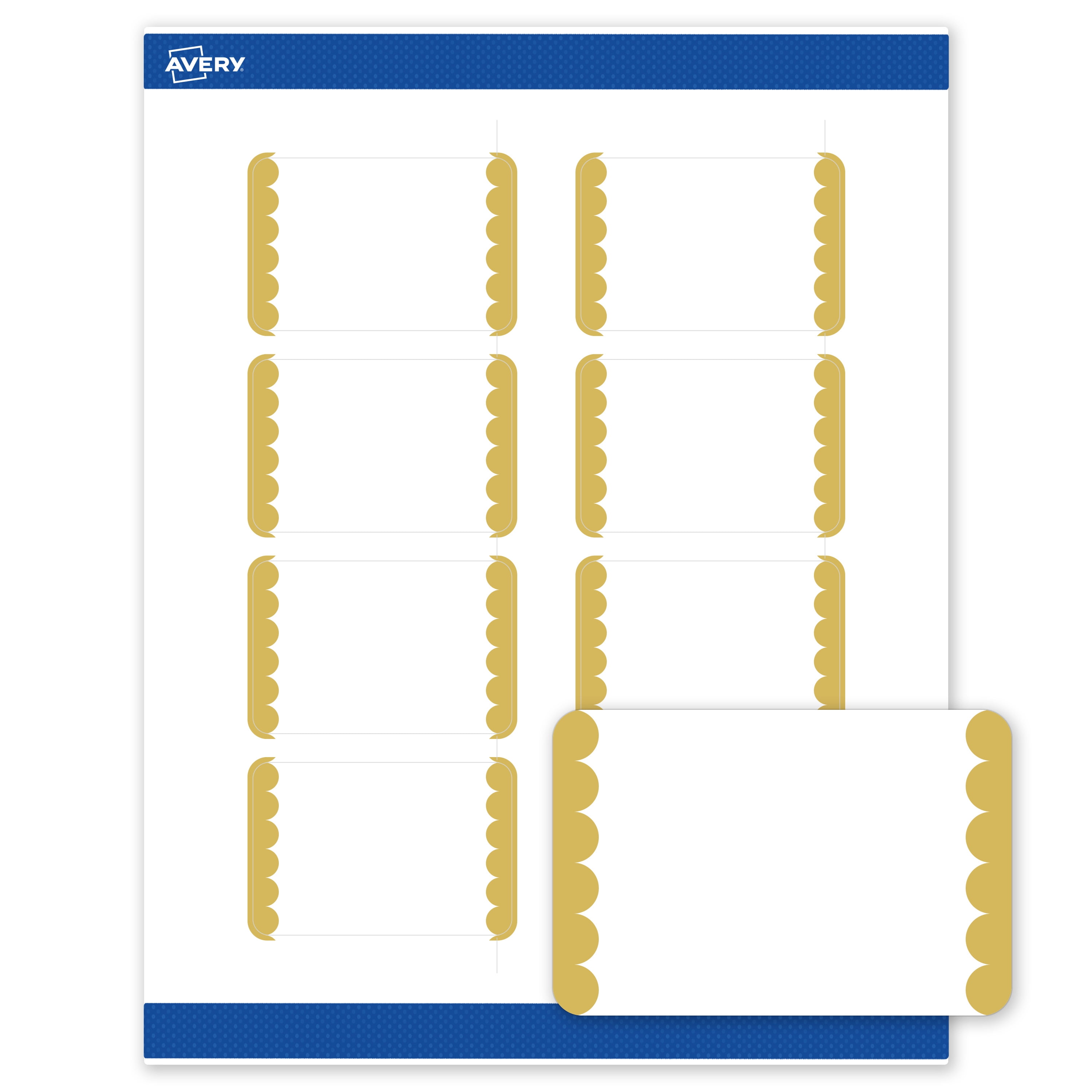 Avery 2" x 3" Labels, Pre-Printed Gold Edge Dots Design, 80 ct, Matte ...