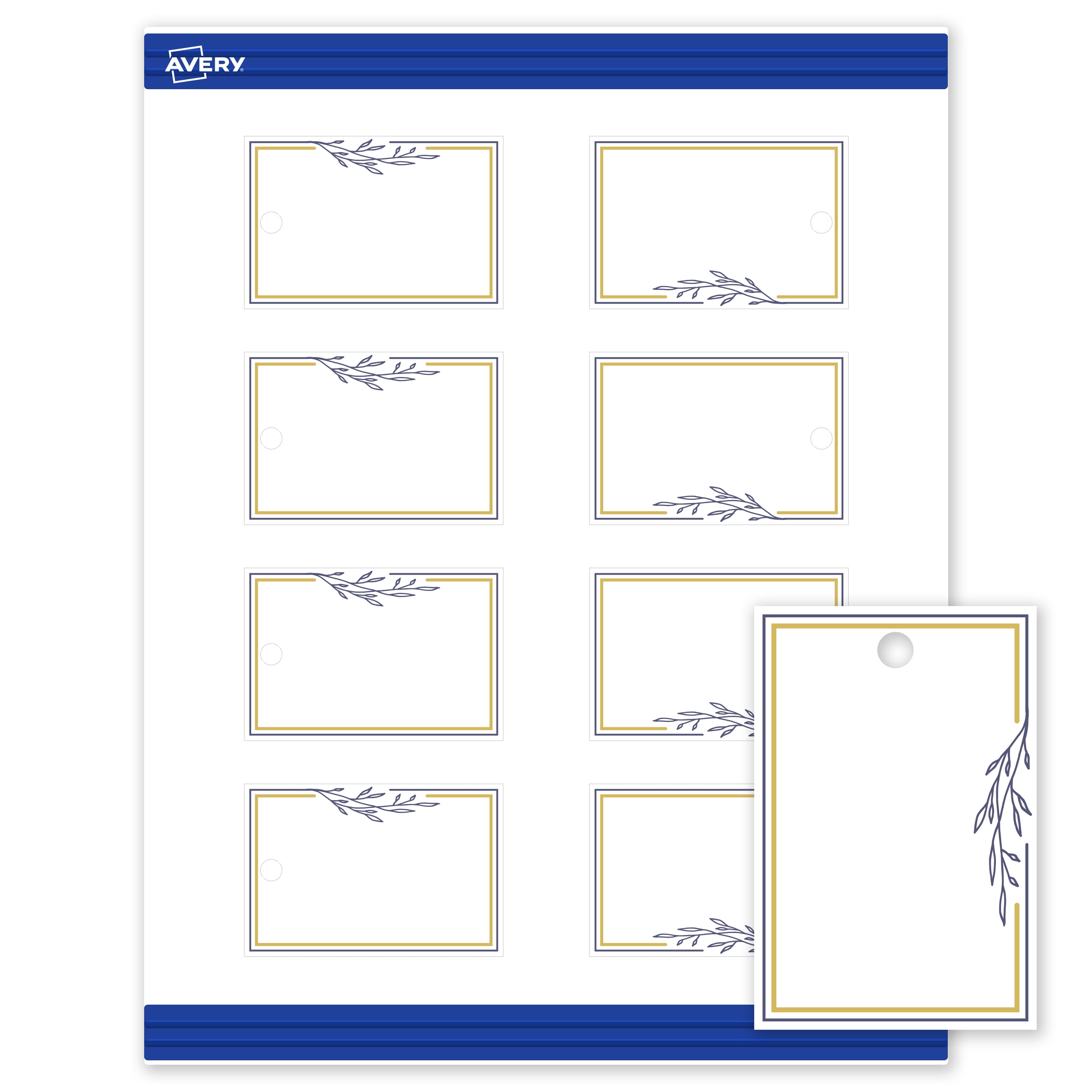 Avery 2" x 3" Tags, Gold & Navy Border with Florals, 80 ct - Walmart.com