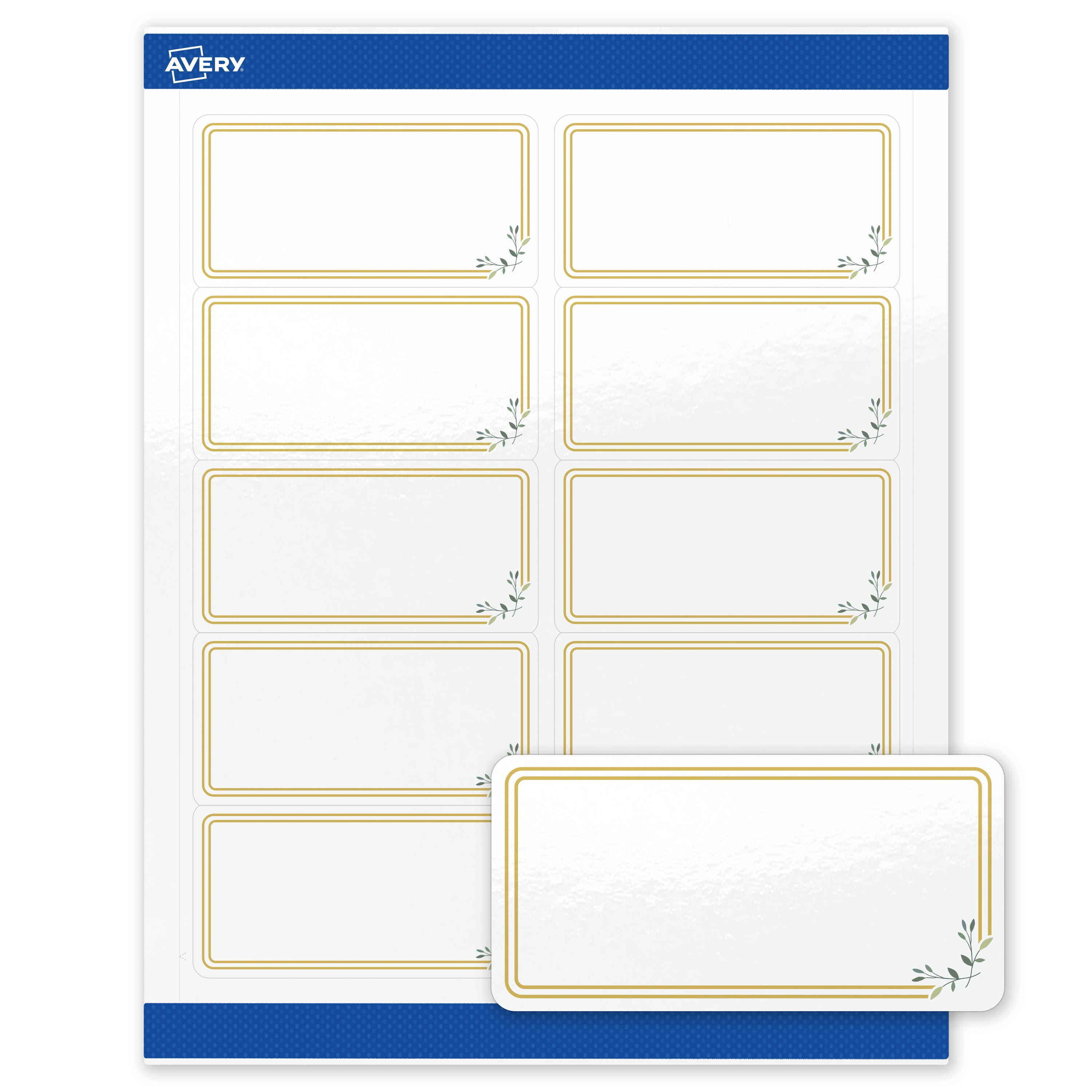 Avery 2" x 4" Labels, Gold Double Border with Florals, 100 ct, Glossy ...