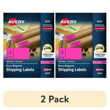 Avery 2"x4" Neon Shipping Labels, Sure Feed, 150 Labels (5978 ...