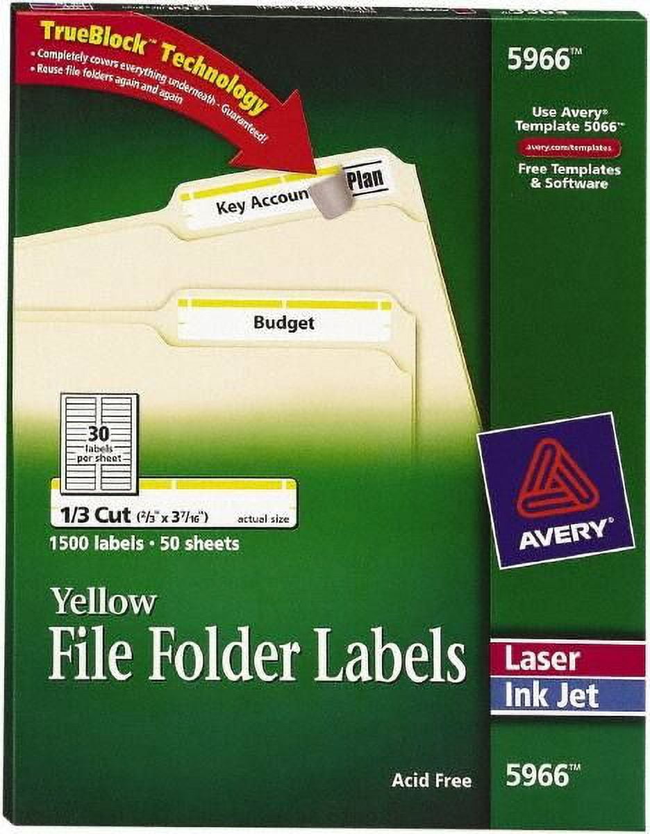 Avery 21/32" x 3-7/16" White Paper File Folder Label MPN:05966 ...