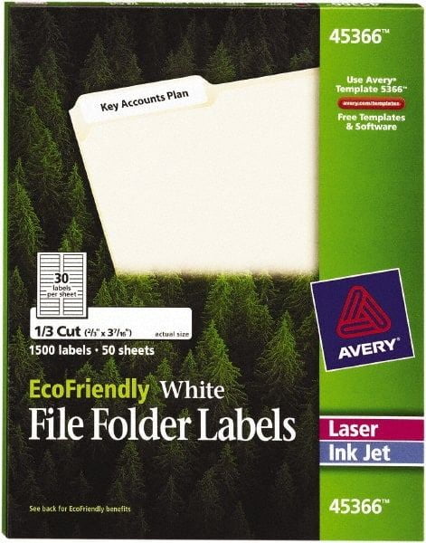 Avery 21/32" x 3-7/16" White Paper Multi-Purpose Label MPN:45366 ...