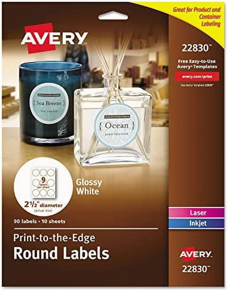 Avery 22830 Round Labels, 2-1/2-Inch, 90/Pk, White - Walmart.com