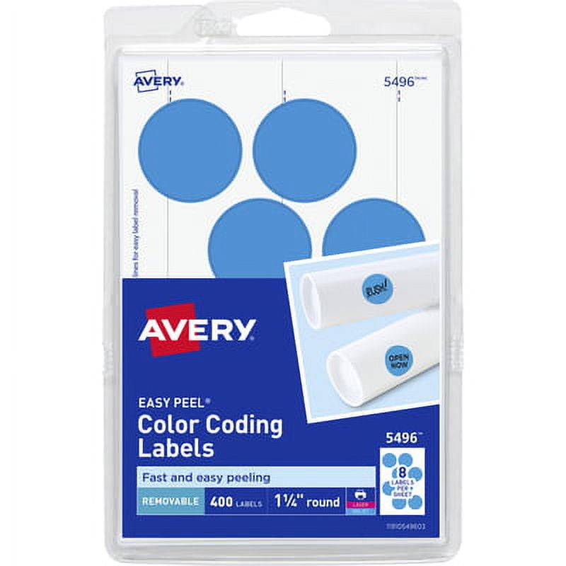 Avery-2PK Printable Self-Adhesive Removable Color-Coding Labels, 1.25 ...