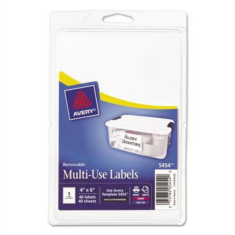Avery-2PK Removable Multi-Use Labels, Inkjet/Laser Printers, 4 X 6 ...
