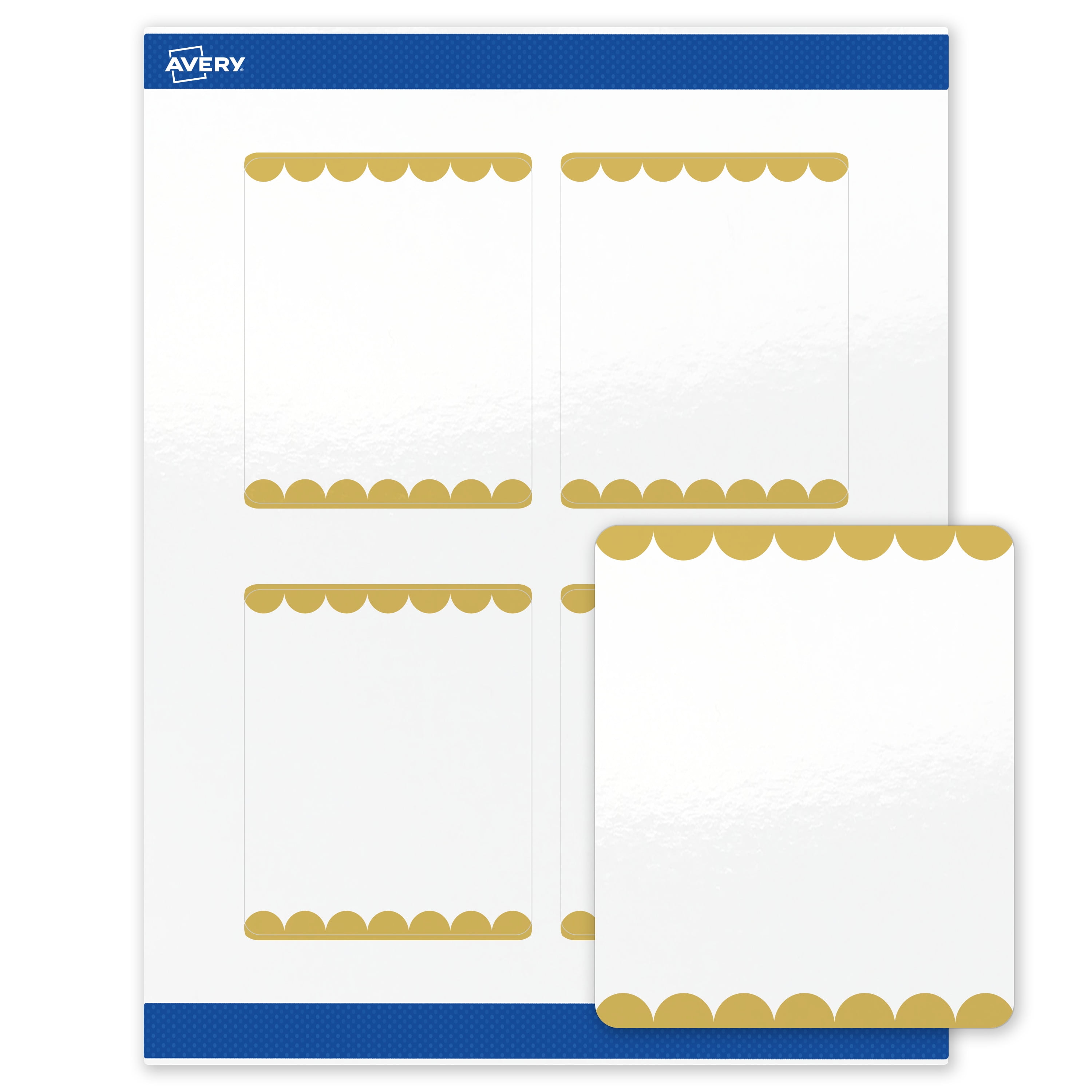 Avery 4" x 3-1/3" Labels, Gold Edge Dots, 40 ct, Glossy, Gold Dots Edge ...