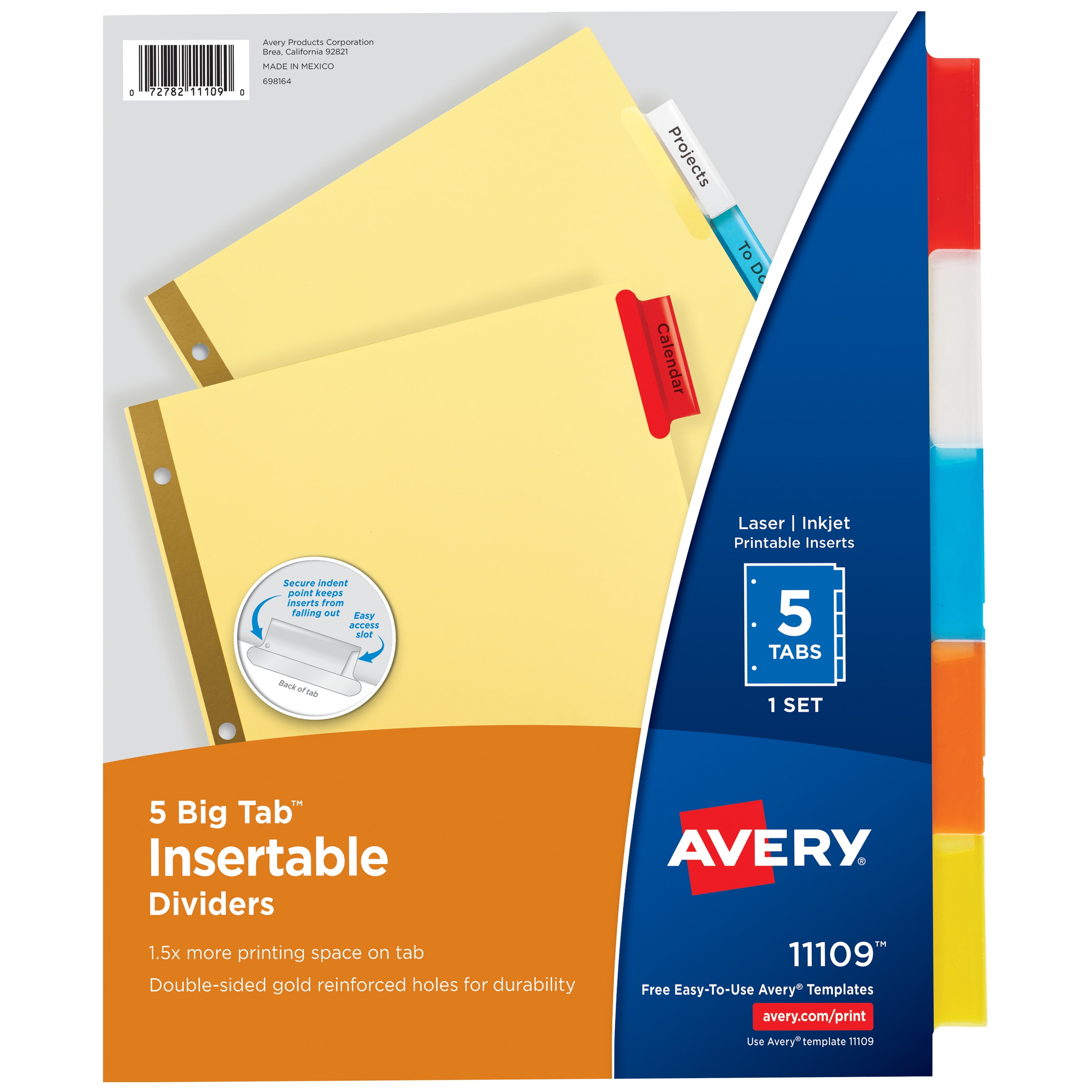 Avery Big Tabs, 5-Tab Dividers, Multicolor, Insertable, Double-Sided ...