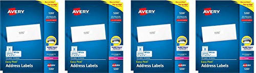 Avery (5260) Address Labels with Sure Feed for Laser Printers, 1" x 2-5 ...