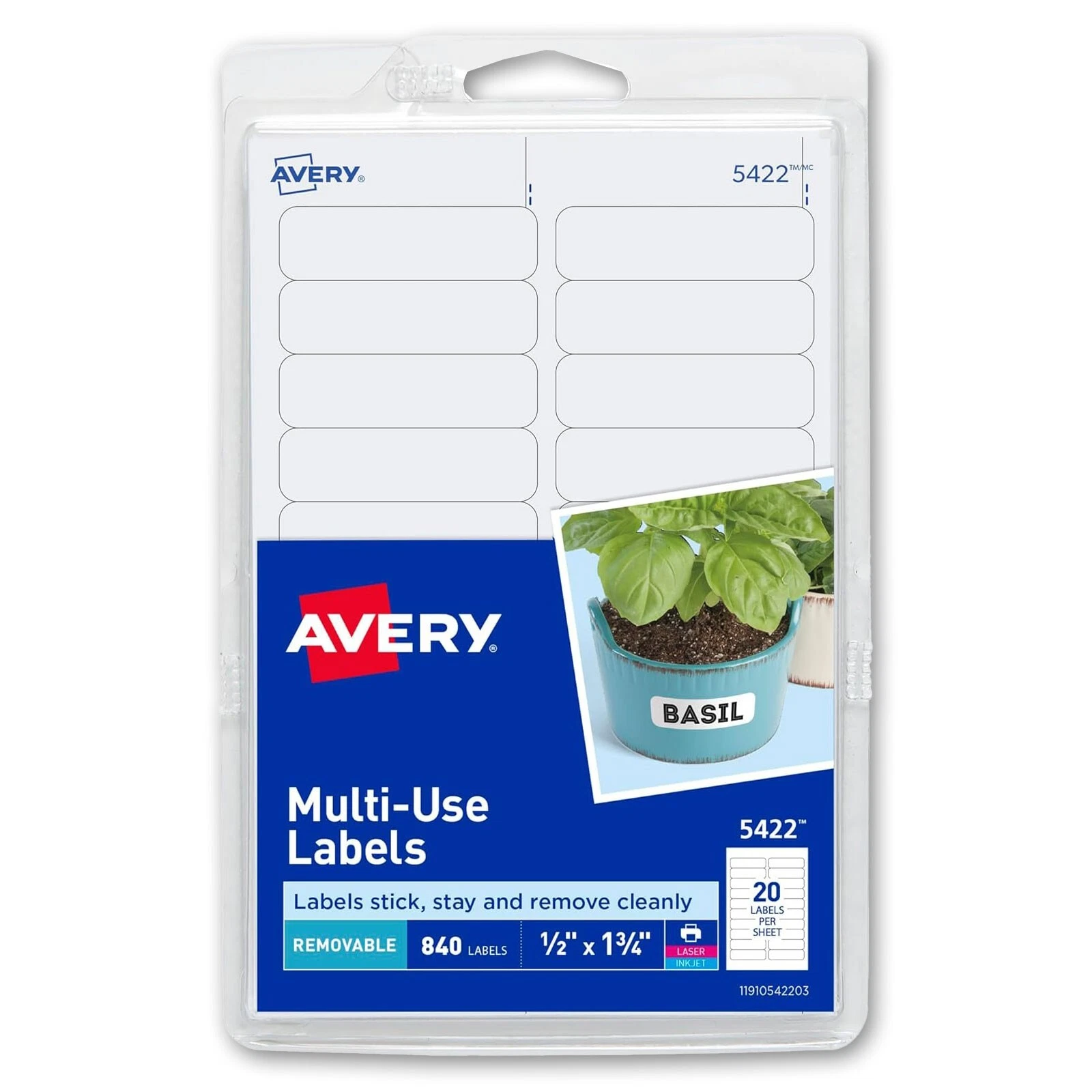 Avery 5422 Multi-Use Labels, Self-Adhesive, Removable, 1/2 X 1-3/4 ...