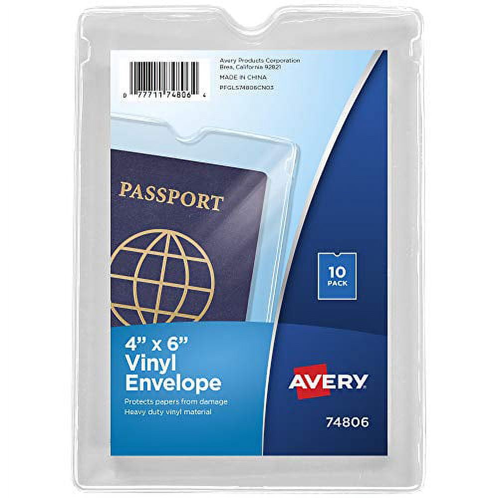 Avery 74806 Top-Load Clear Vinyl Envelopes w/Thumb Notch, 4 x 6, Clear ...