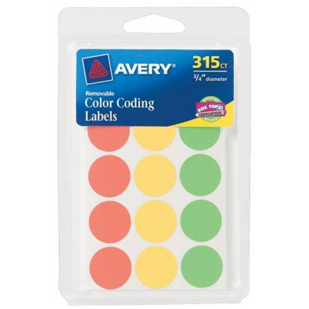 Avery .75 in. Round Assorted Neon Color Coding Labels 315 Count Pack Of ...