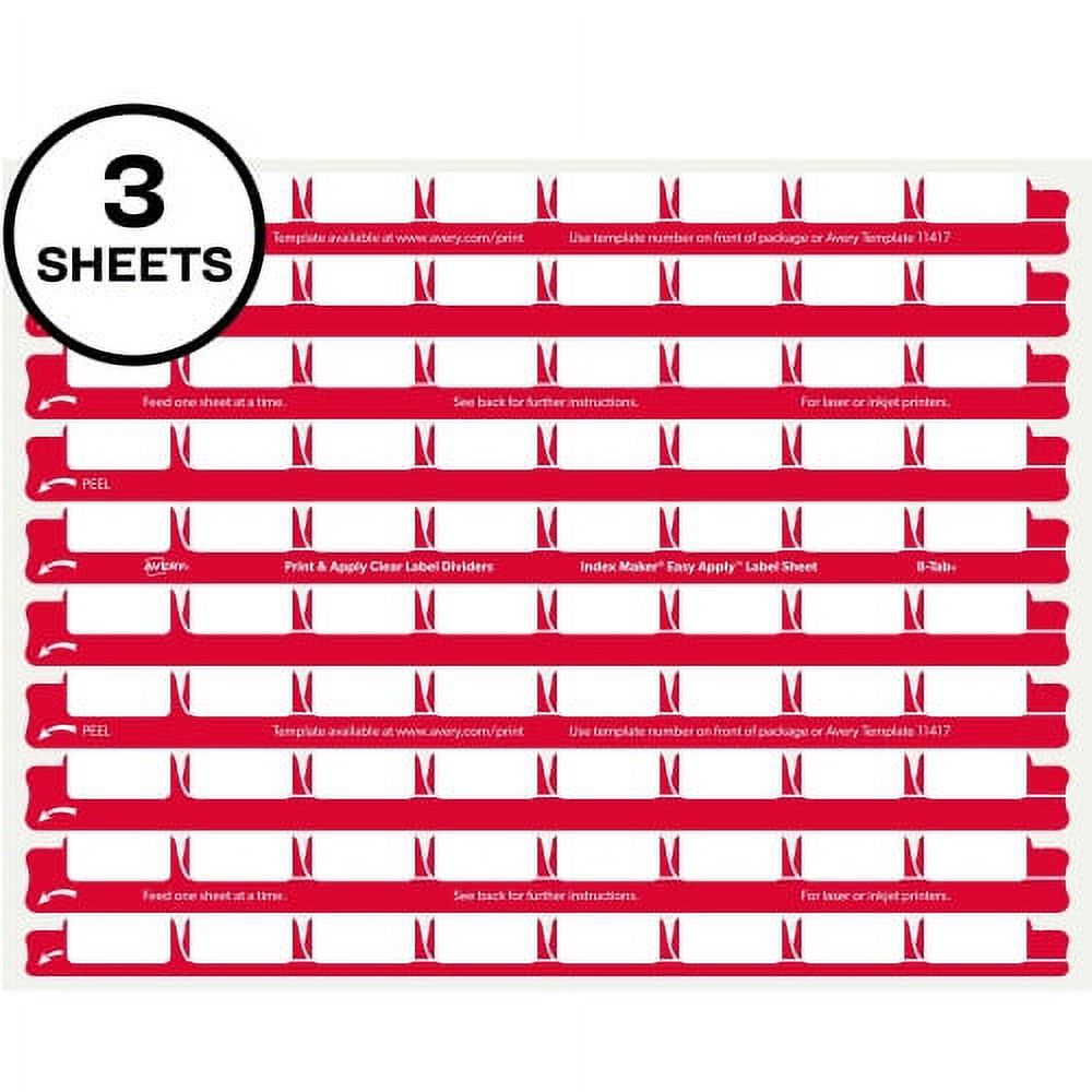 Avery® 8 Tab Easy Print & Apply Clear Label Sheet Refills, Each ...